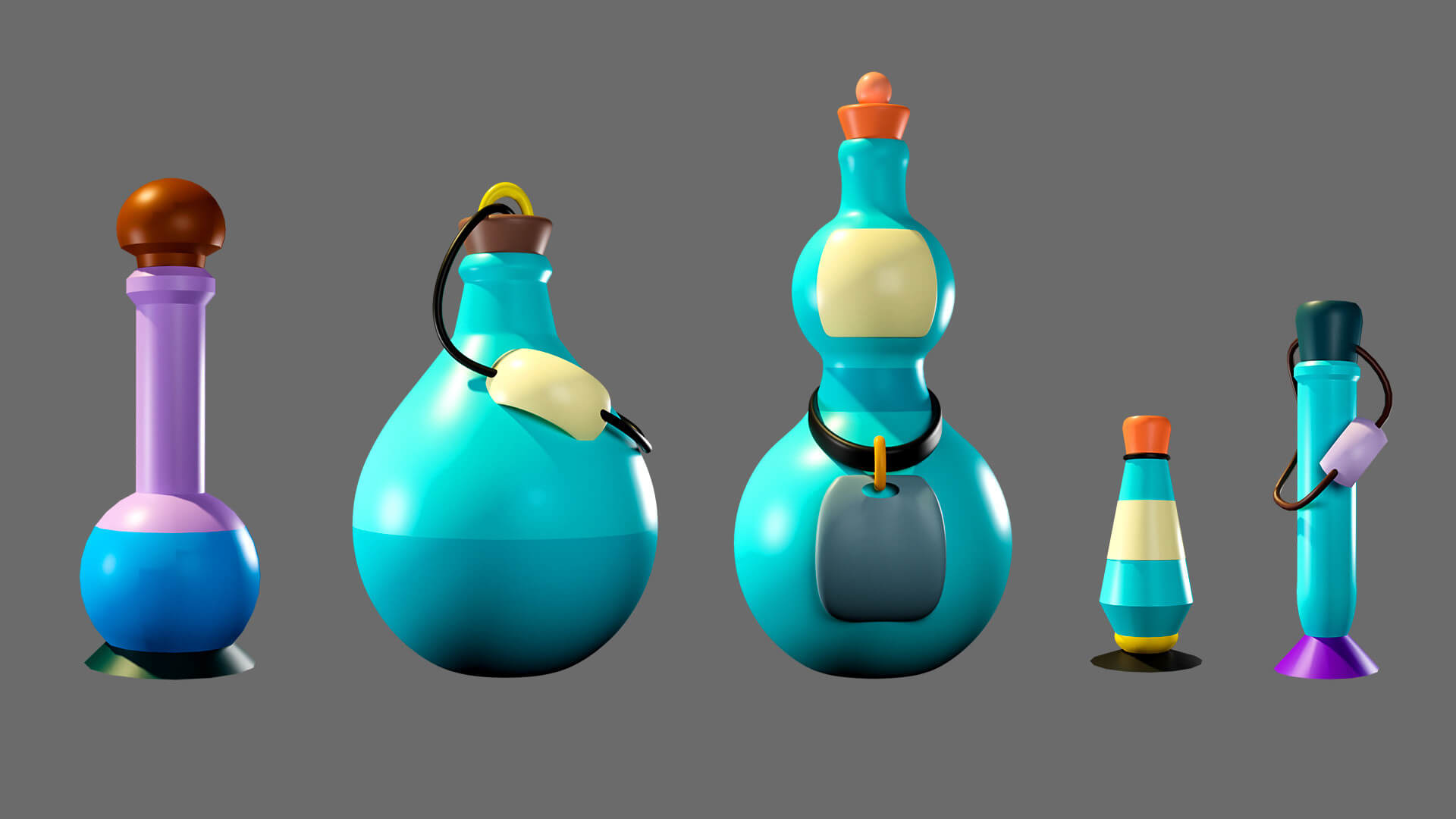 Cartoon Flasks - 3D Model by 7ka