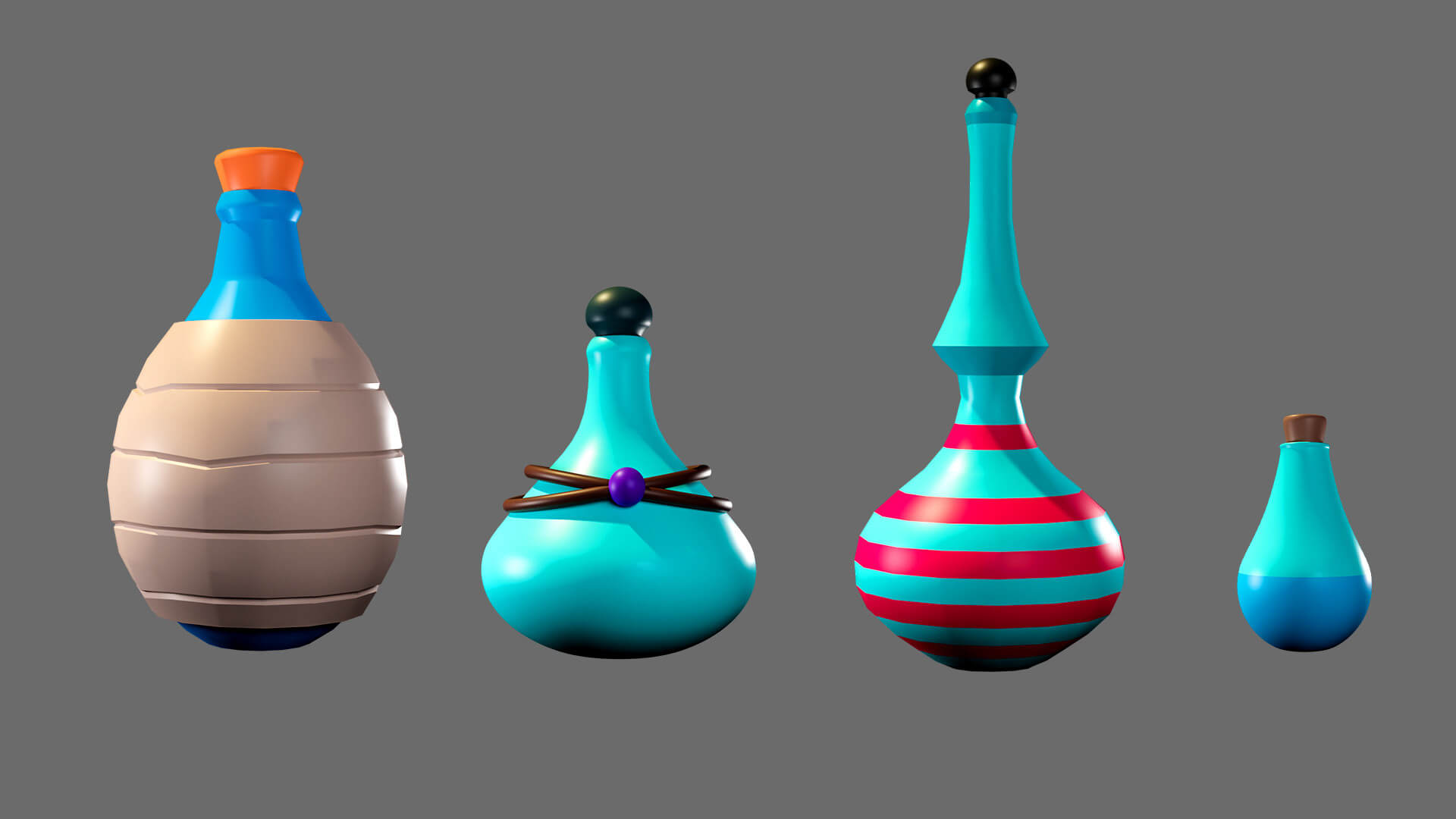 Cartoon Flasks - 3D Model by 7ka