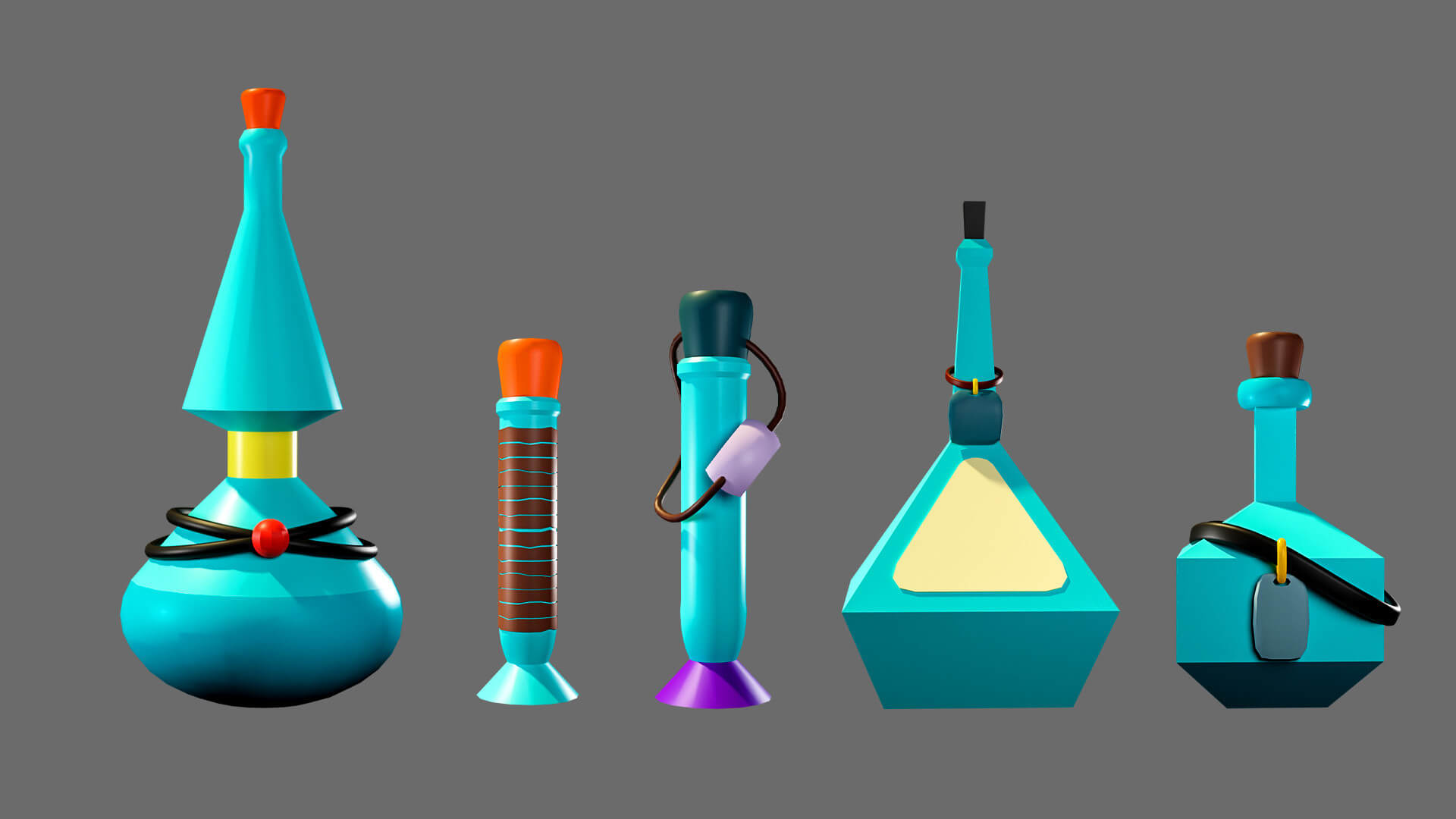 Cartoon Flasks - 3D Model by 7ka
