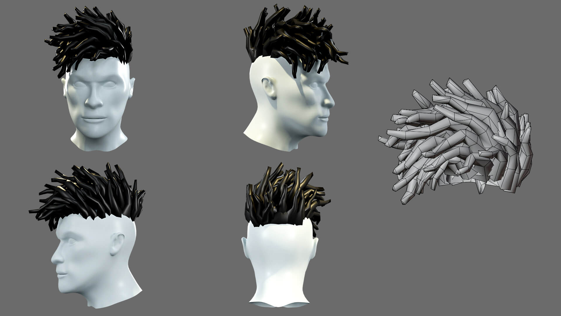 Cartoon Hairstyles - 3D Model by 7ka