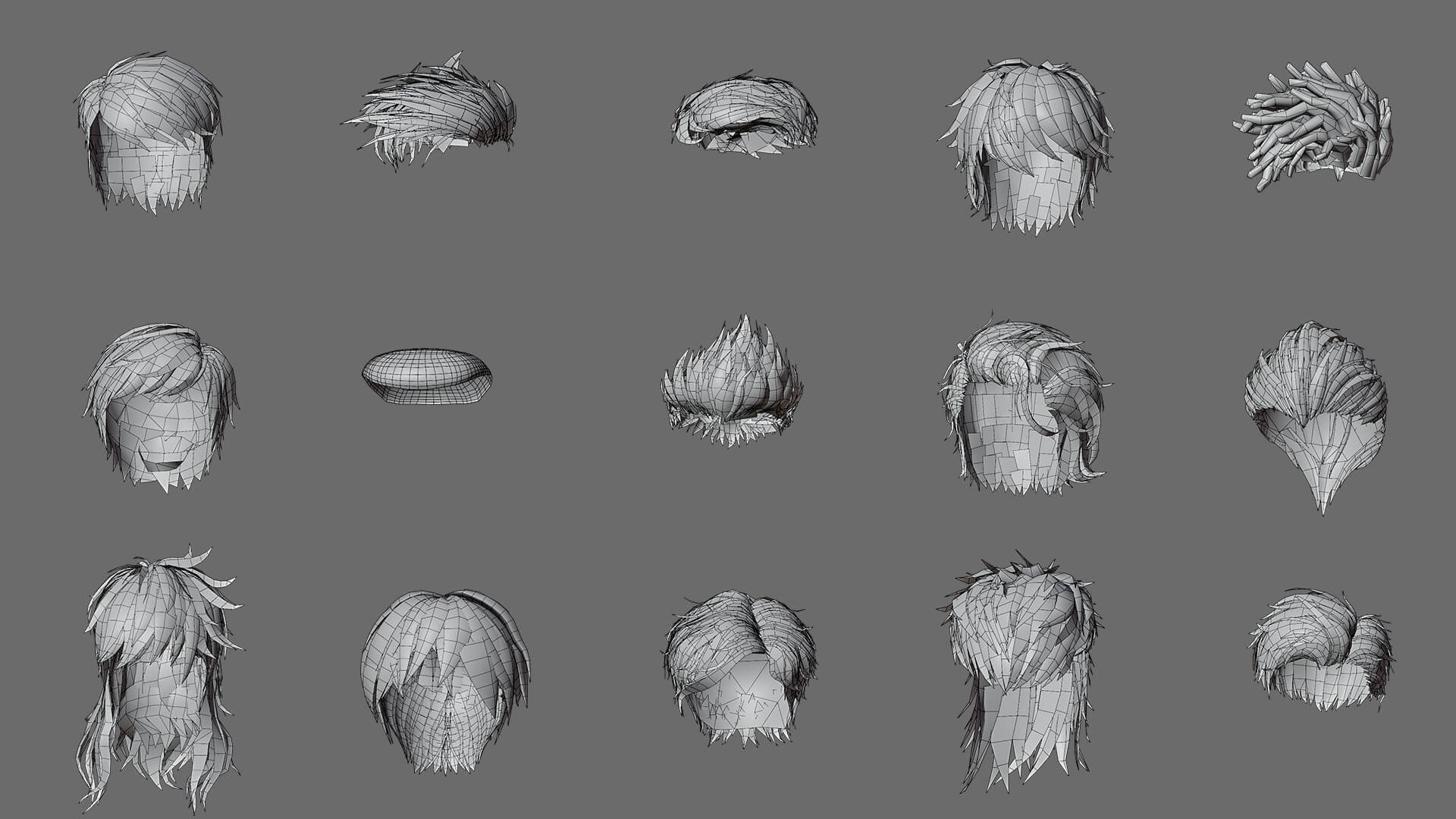 Cartoon Hairstyles - 3D Model by 7ka