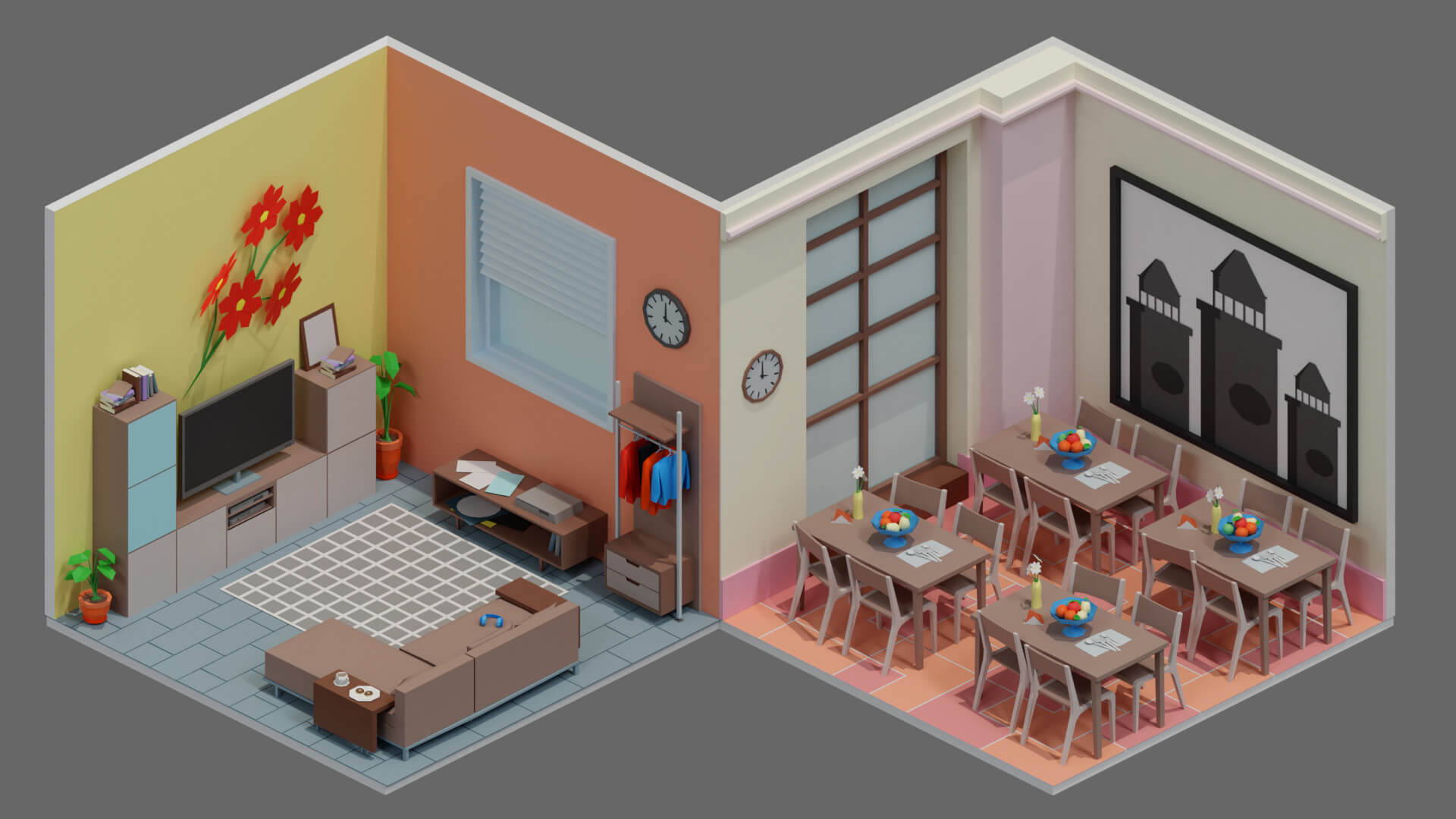 Cartoon Interior 1 - 3D Model by 7ka