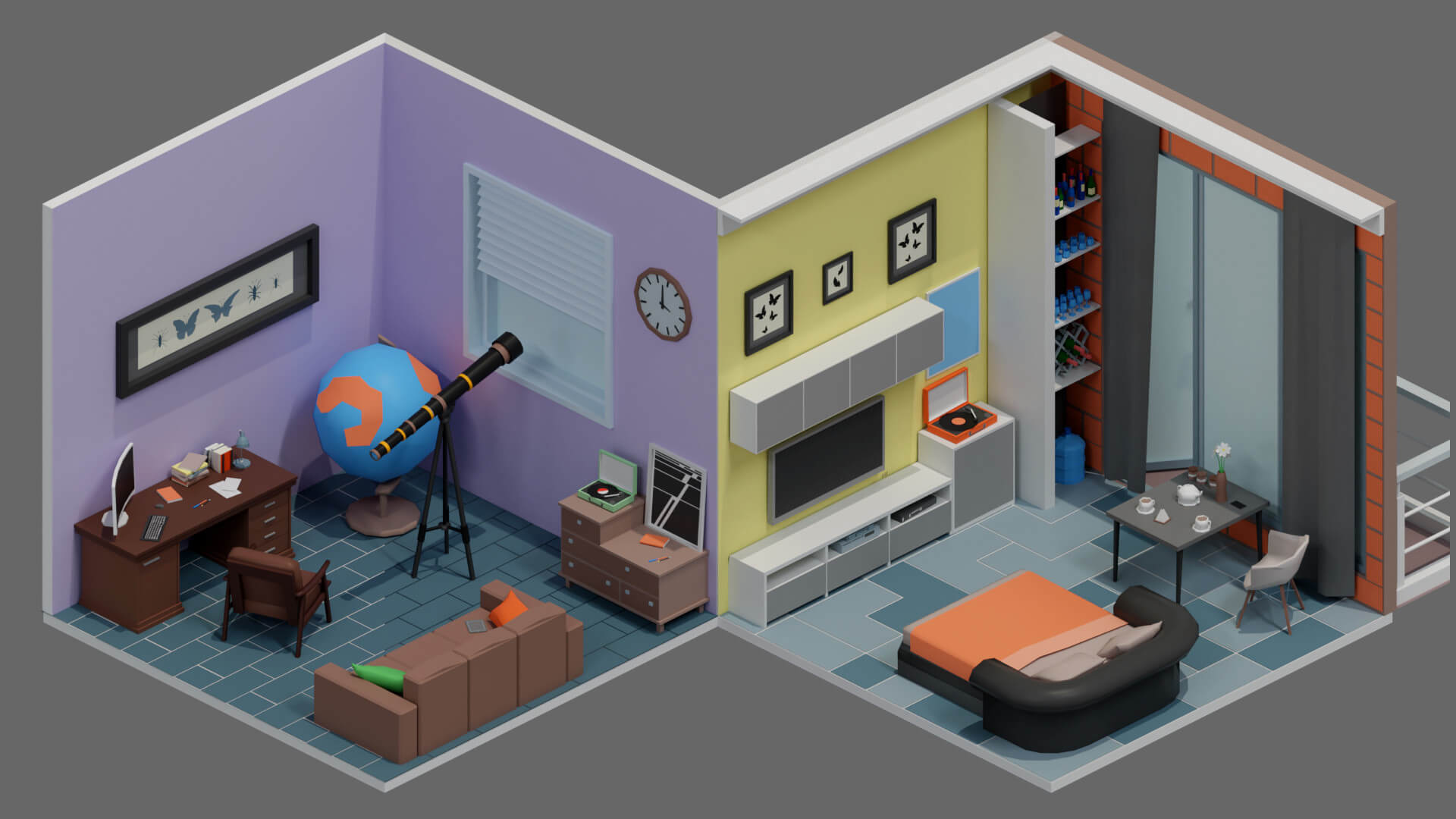 Cartoon Interior 1 - 3D Model by 7ka