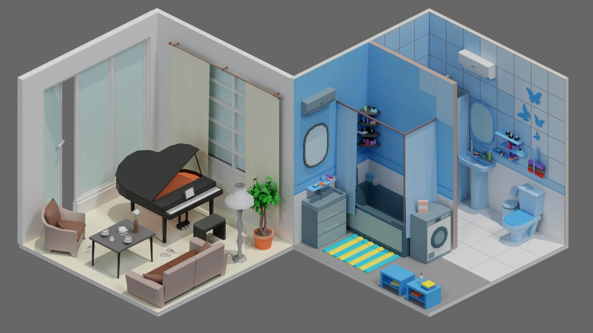 Cartoon Interior 1 - 3D Model by 7ka