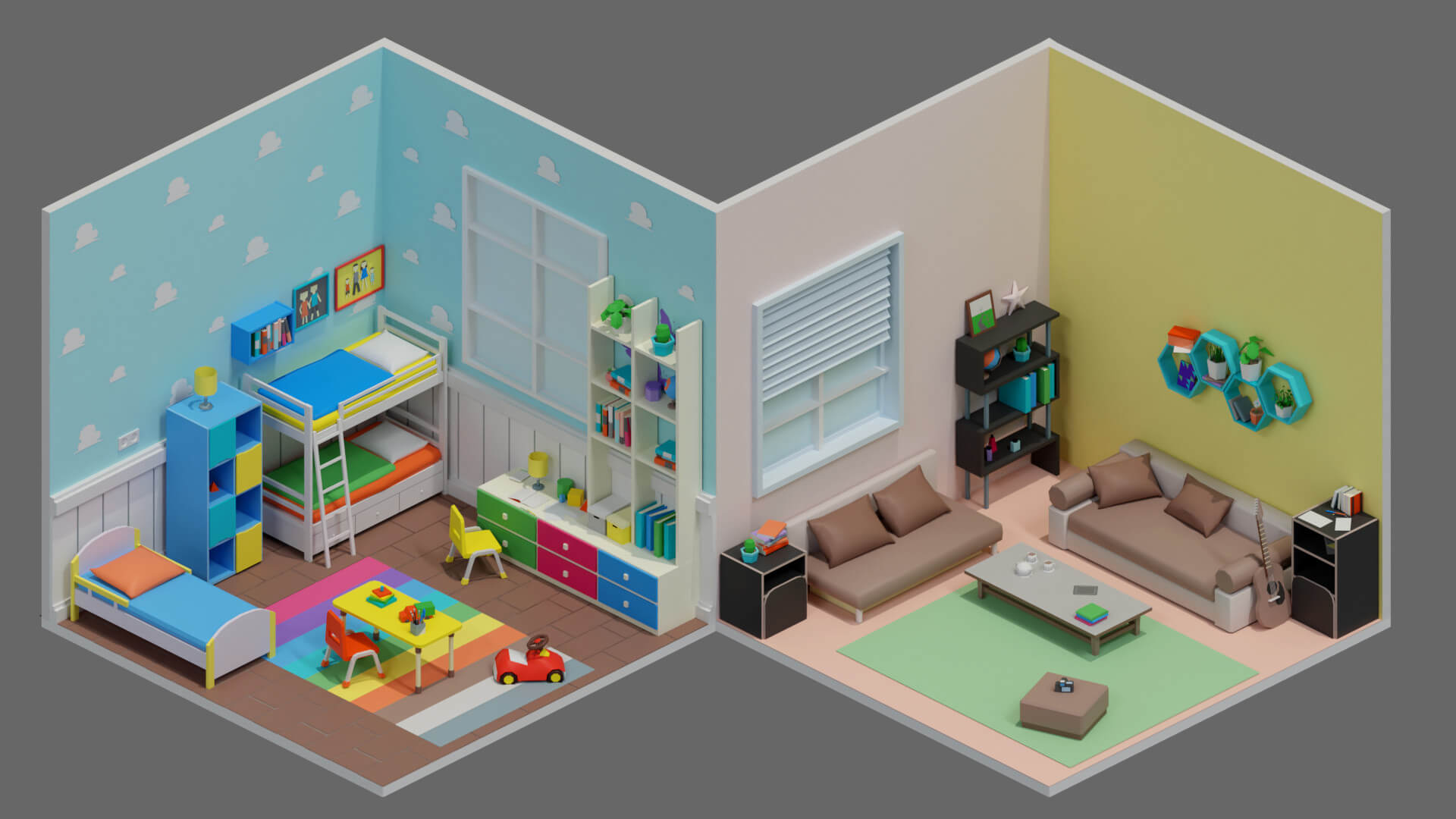 Cartoon Interior 1 - 3D Model by 7ka