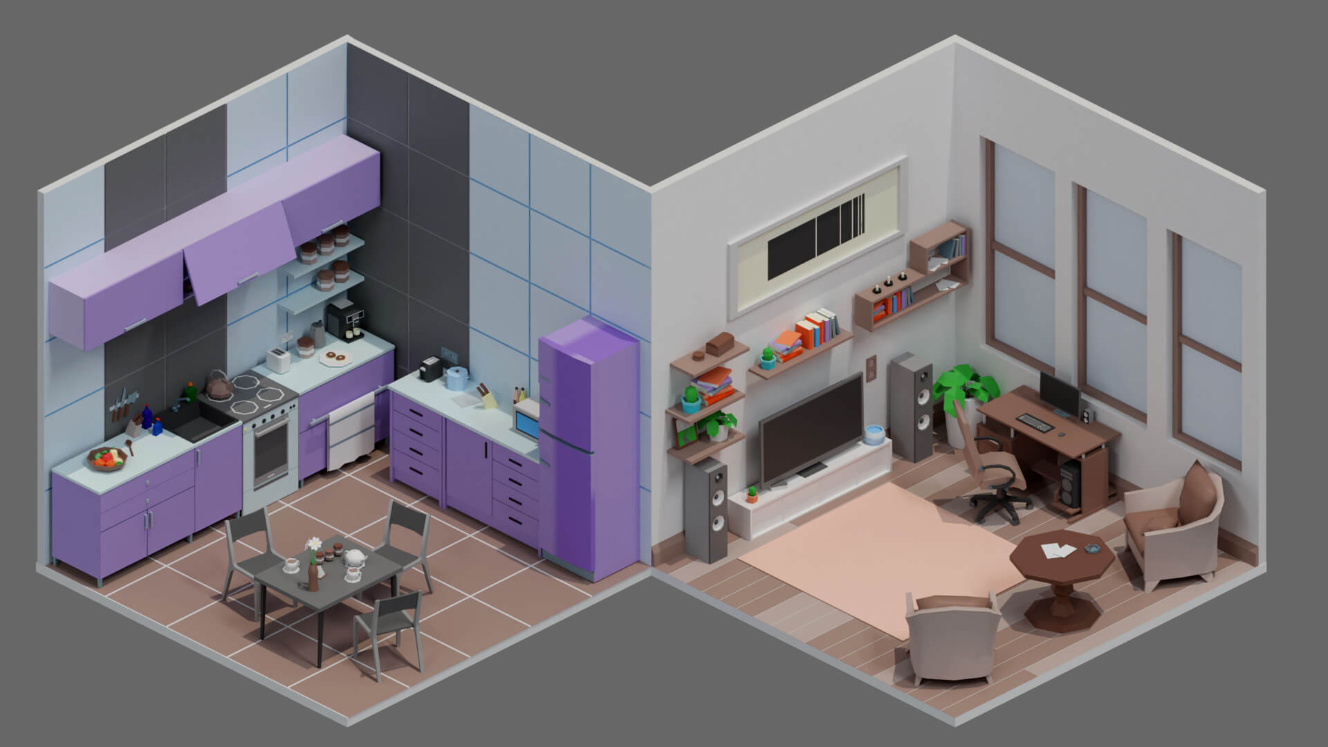 Cartoon Interior 1 - 3D Model by 7ka