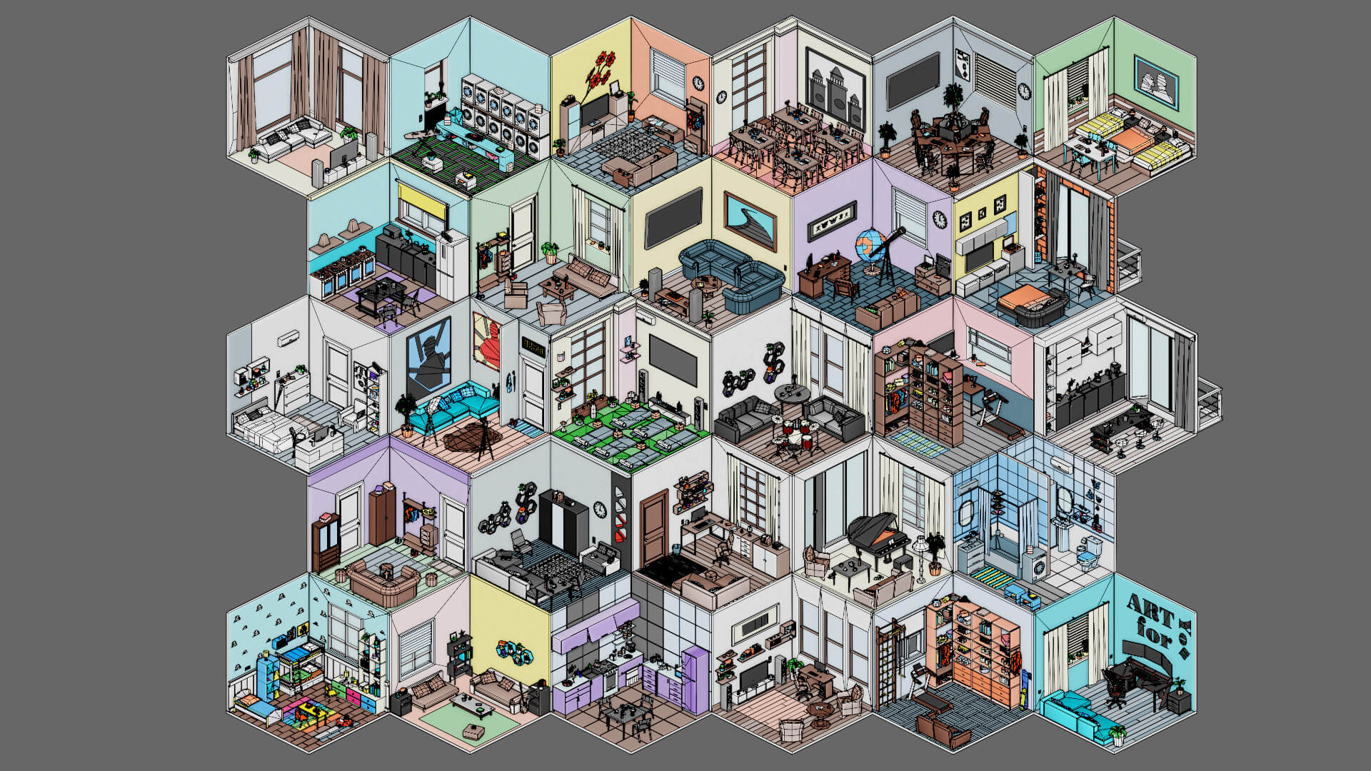 Cartoon Interior 1 - 3D Model by 7ka