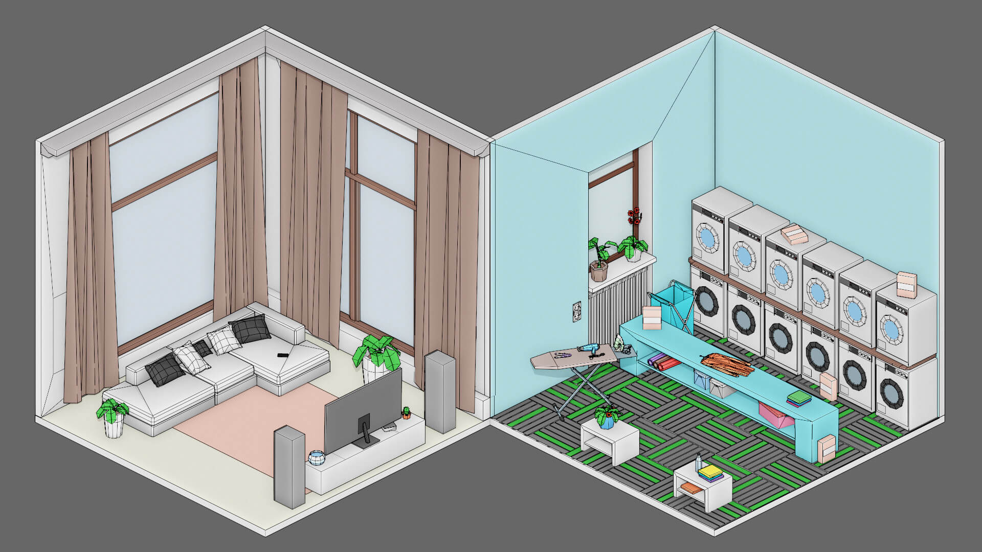 Cartoon Interior 1 - 3D Model by 7ka