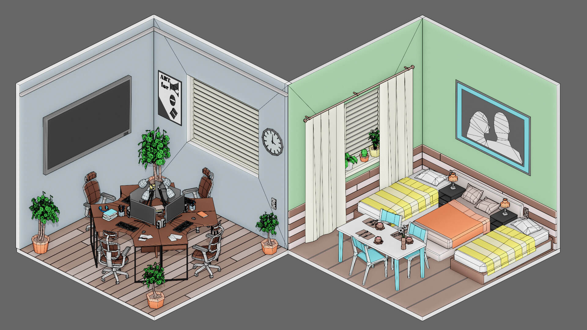 Cartoon Interior 1 - 3D Model by 7ka