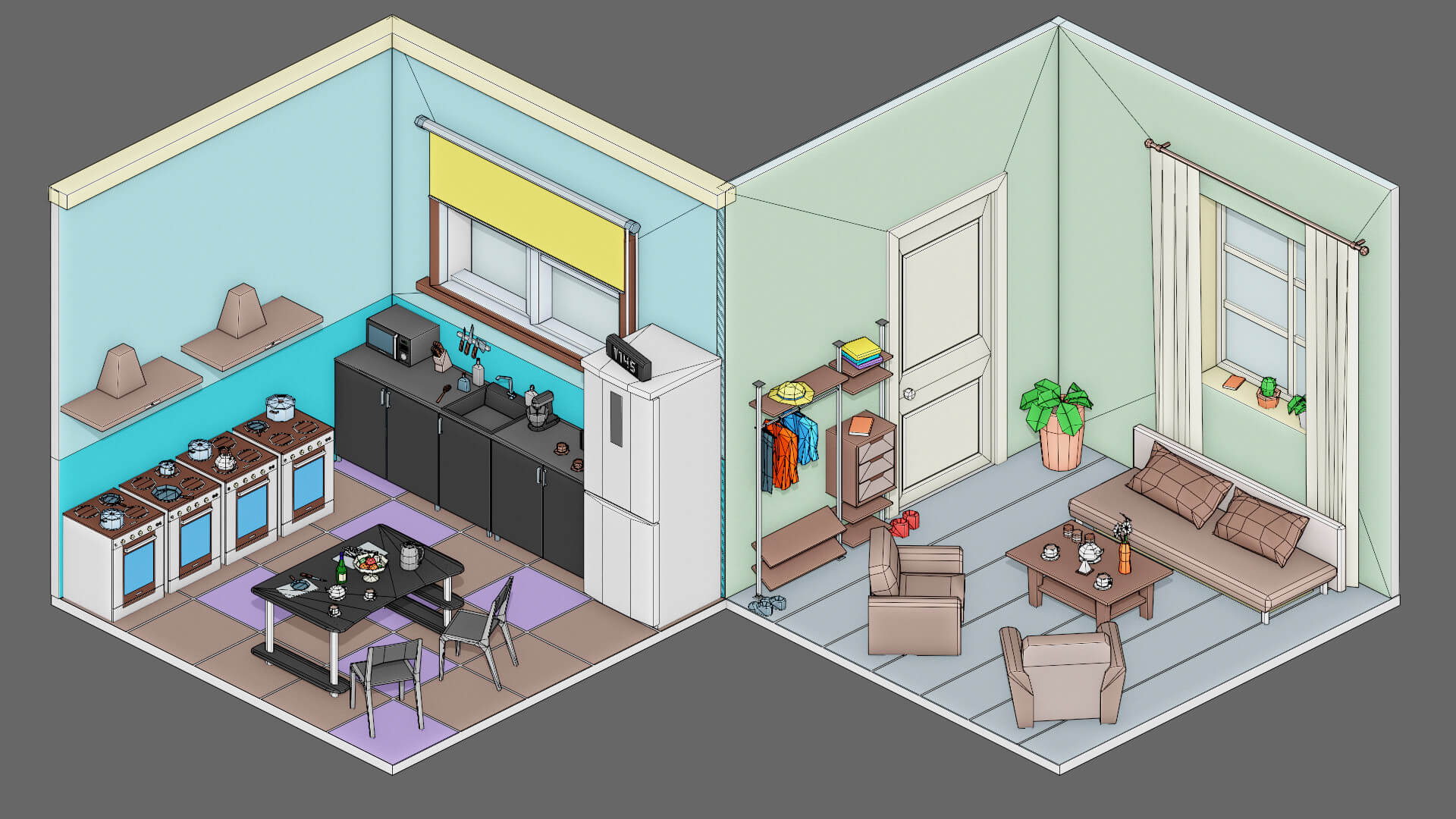 Cartoon Interior 1 - 3D Model by 7ka