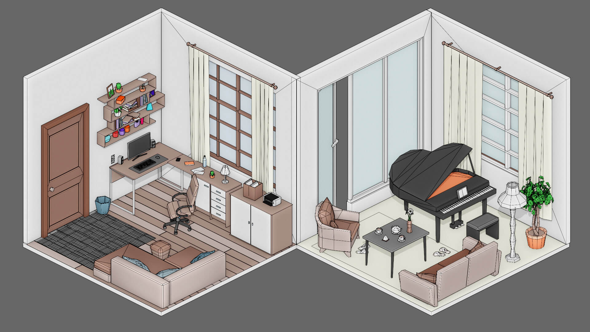 Cartoon Interior 1 - 3D Model by 7ka