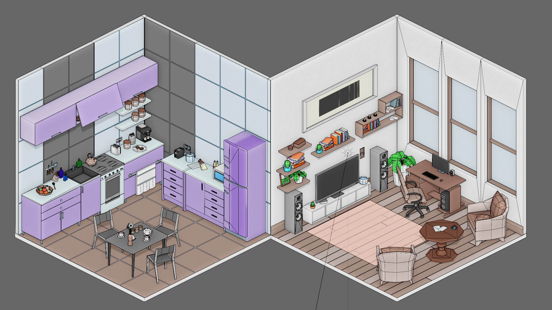 Cartoon Interior 1 - 3D Model by 7ka