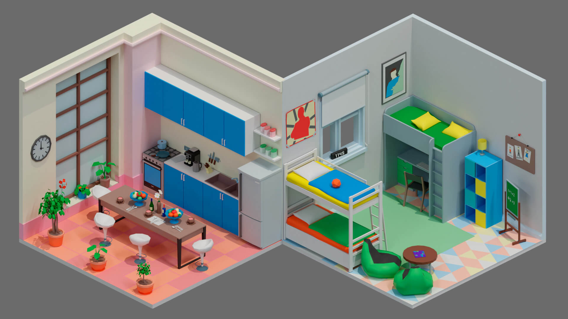 Cartoon Interior 2 - 3D Model by 7ka