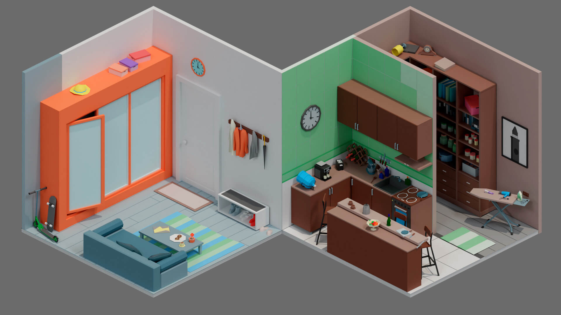 Cartoon Interior 2 - 3D Model by 7ka