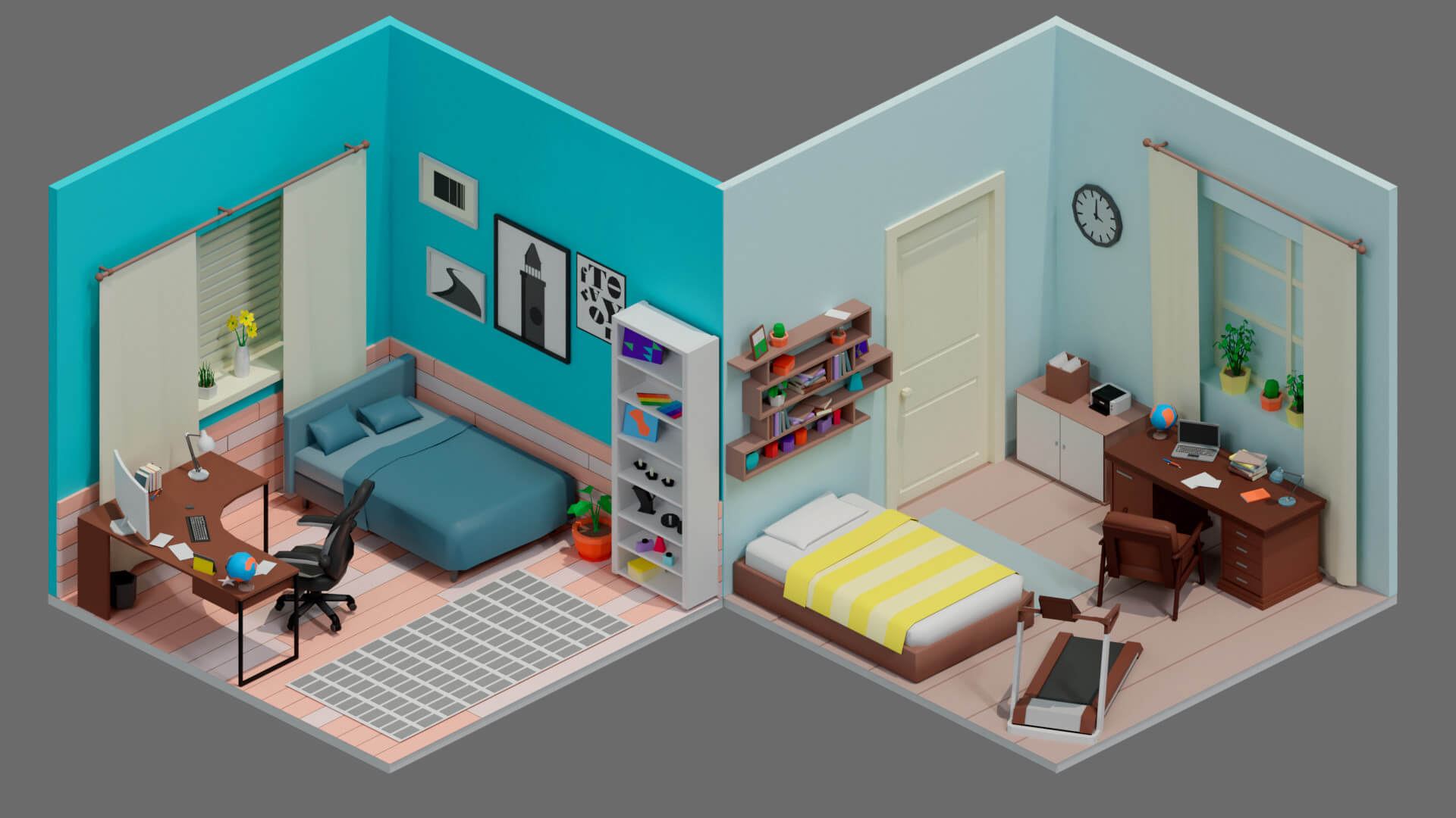 Cartoon Interior 2 - 3D Model by 7ka