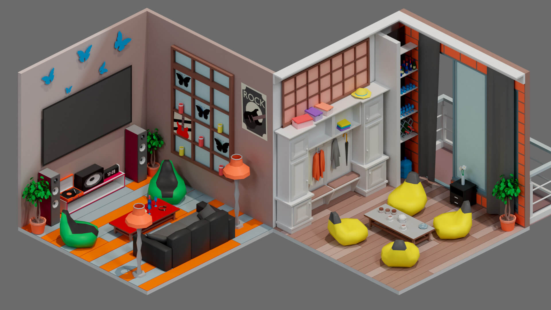 Cartoon Interior 2 - 3D Model by 7ka