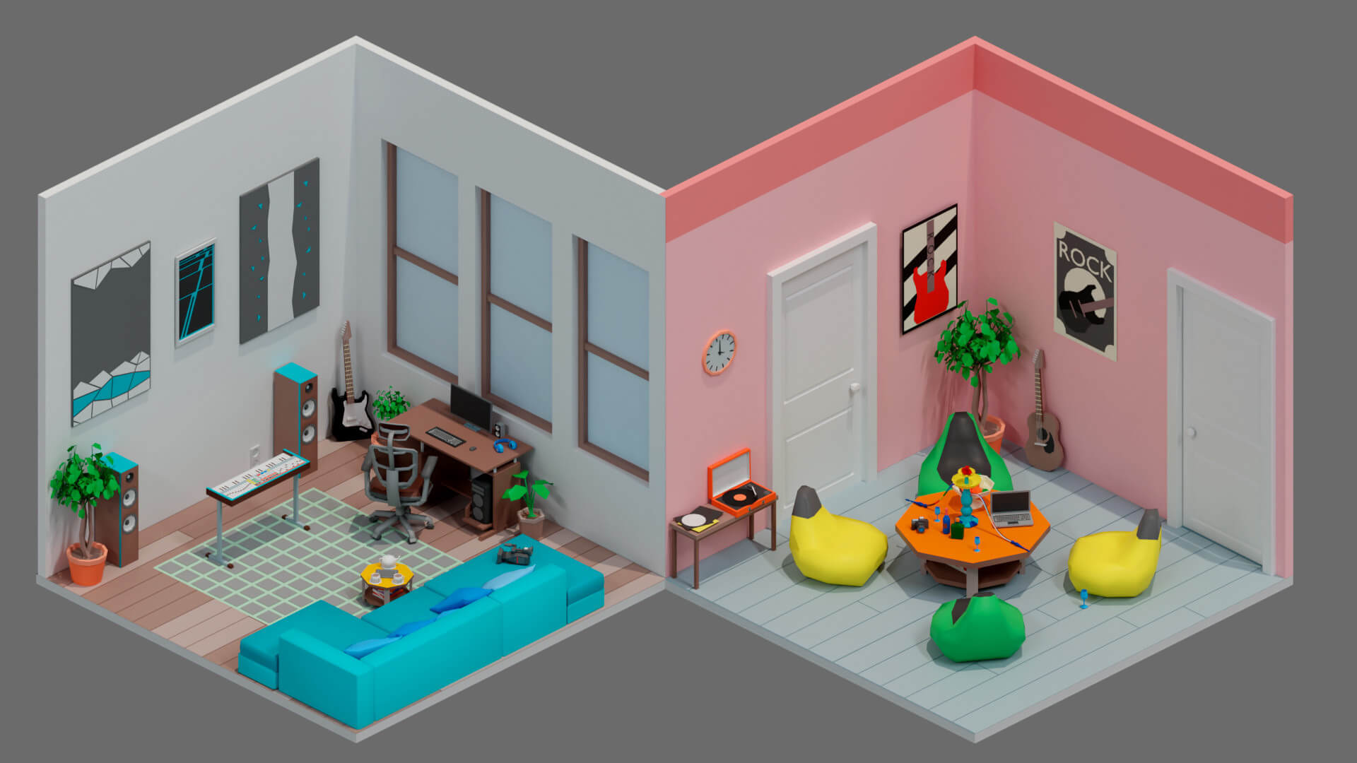 Cartoon Interior 2 - 3D Model by 7ka