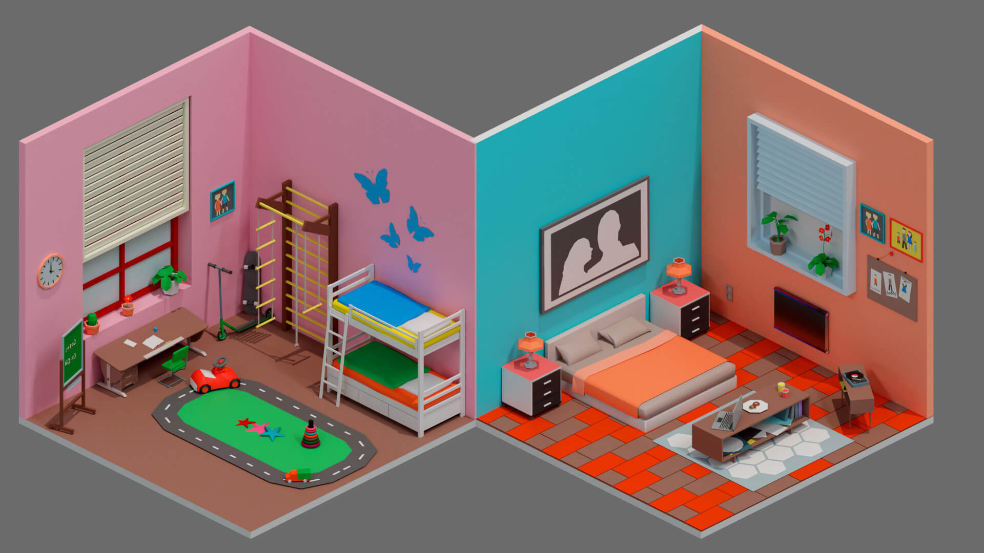 Cartoon Interior 2 - 3D Model by 7ka