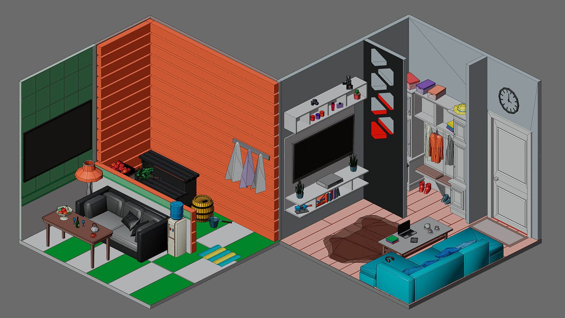 Cartoon Interior 2 - 3D Model by 7ka