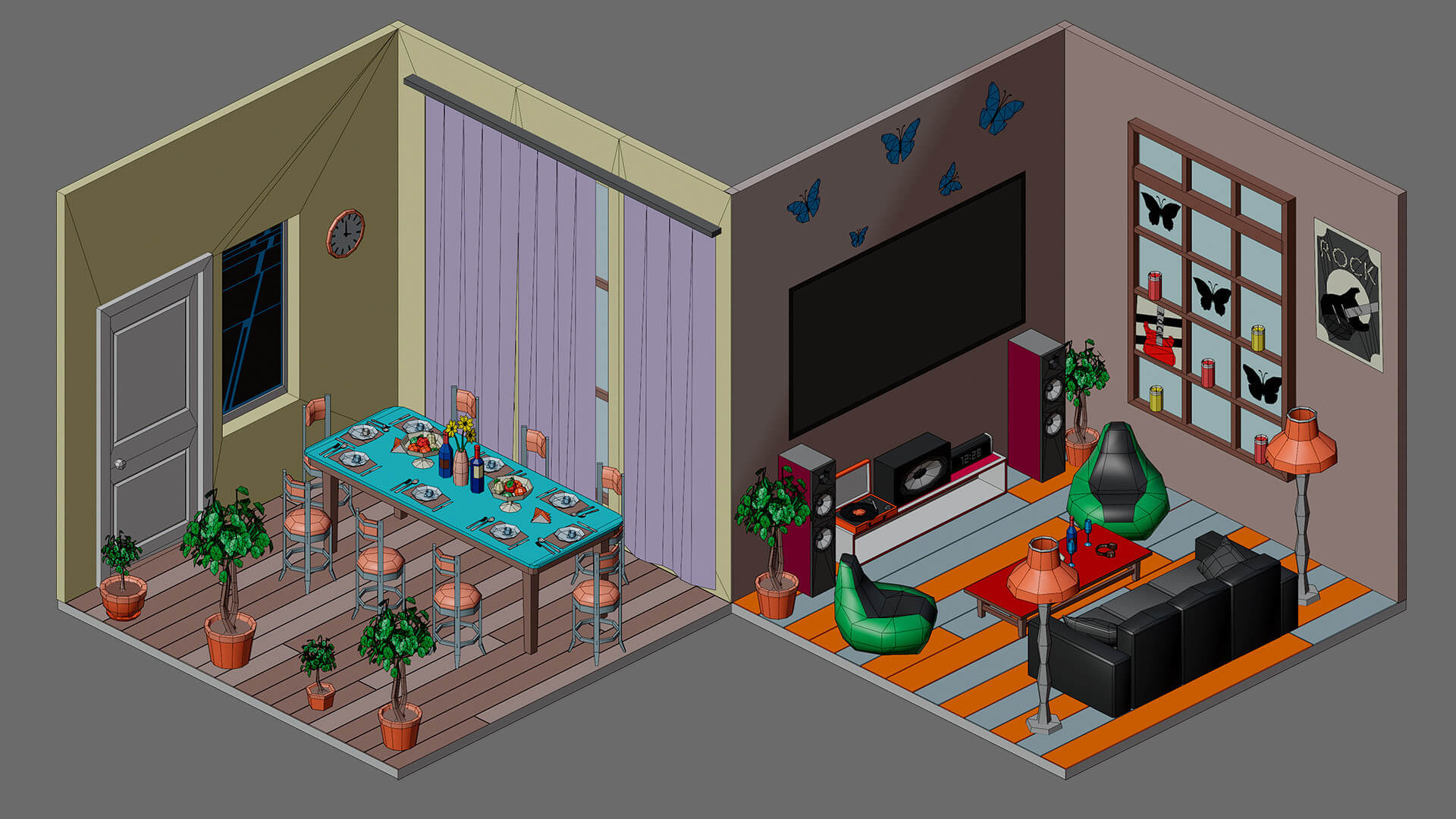 Cartoon Interior 2 - 3D Model by 7ka
