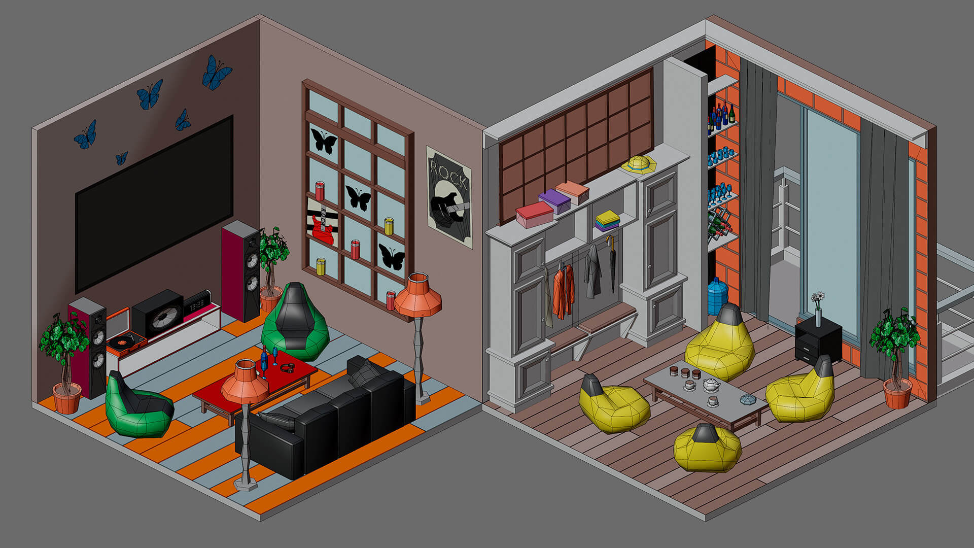 Cartoon Interior 2 - 3D Model by 7ka