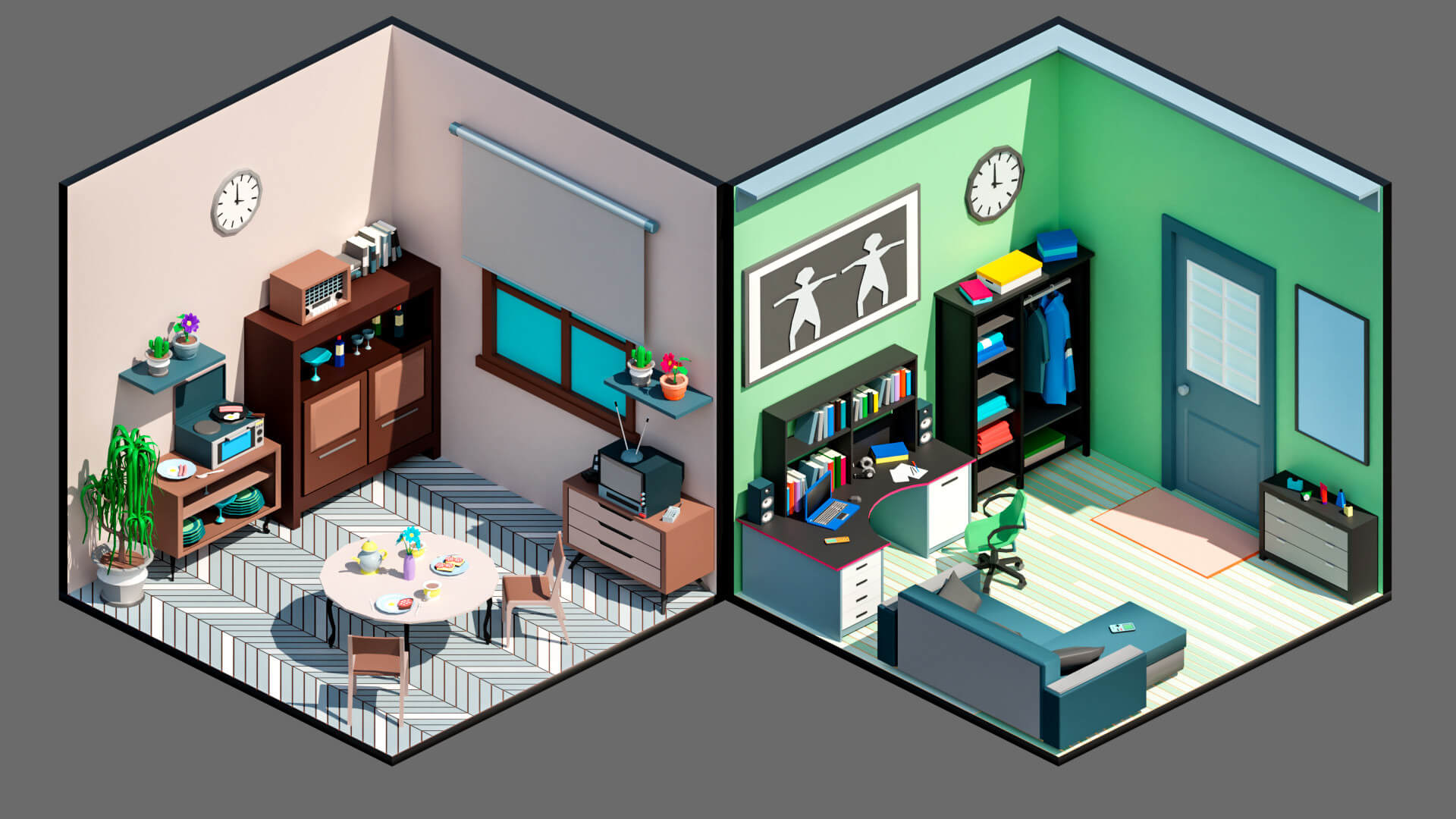 Cartoon Interior 3 - 3D Model by 7ka