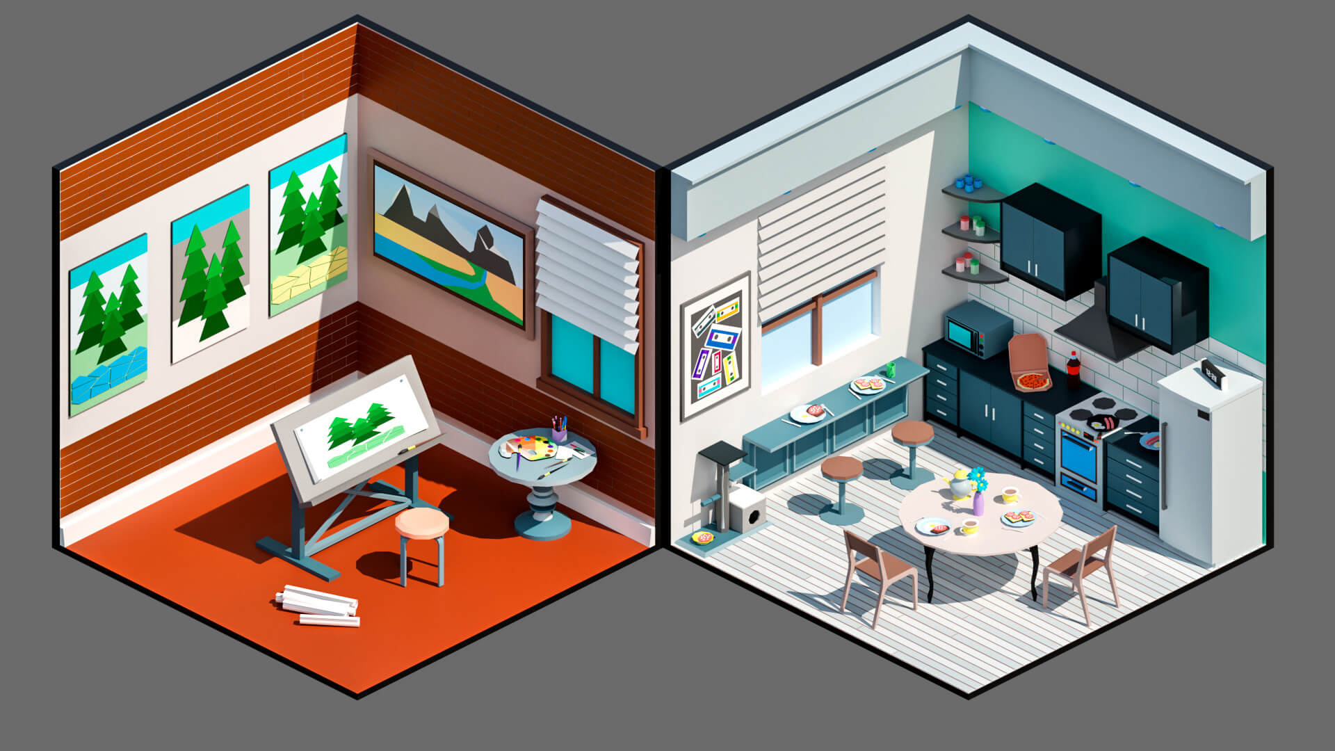 Cartoon Interior 3 - 3D Model by 7ka