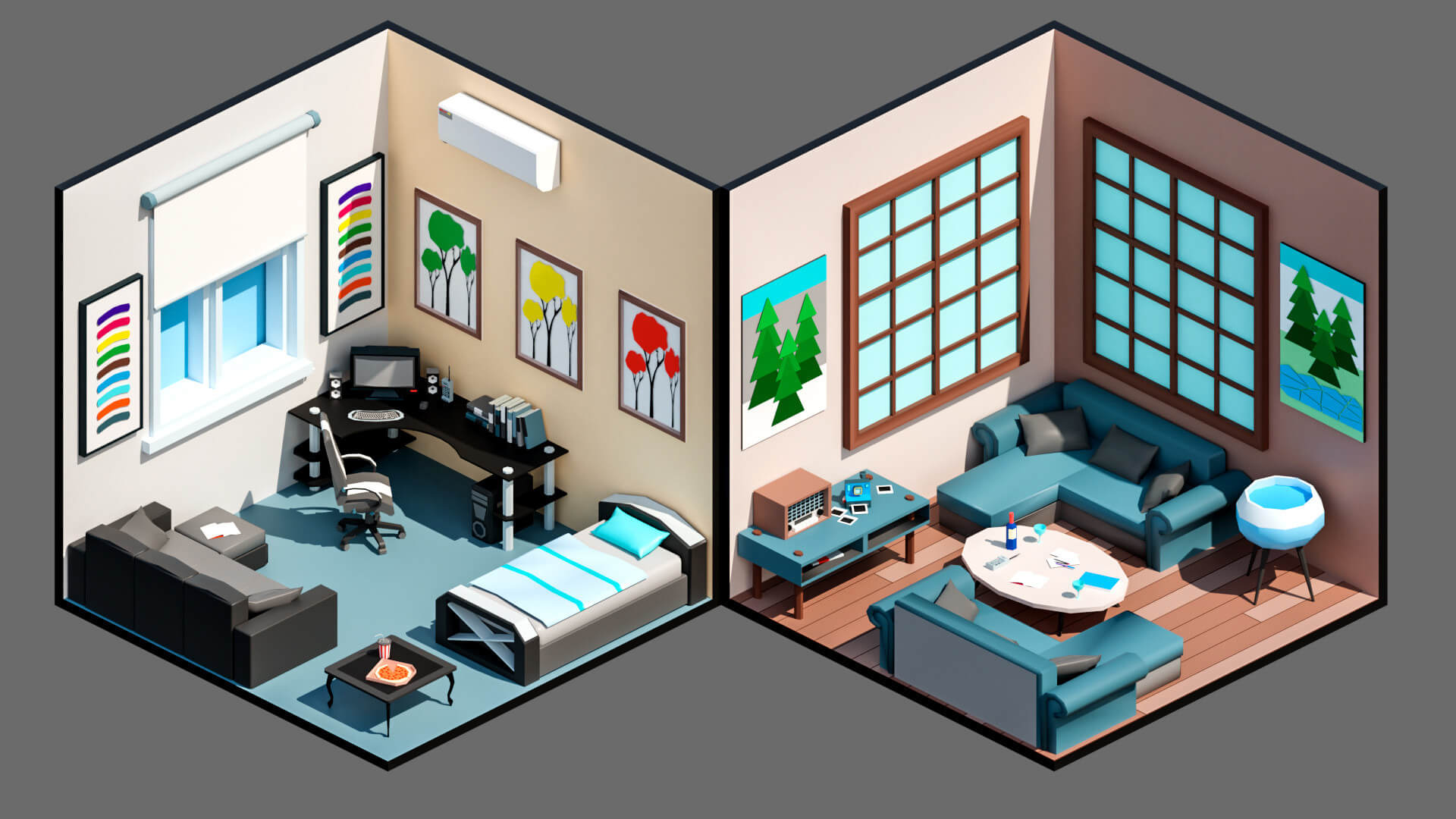 Cartoon Interior 3 - 3D Model by 7ka
