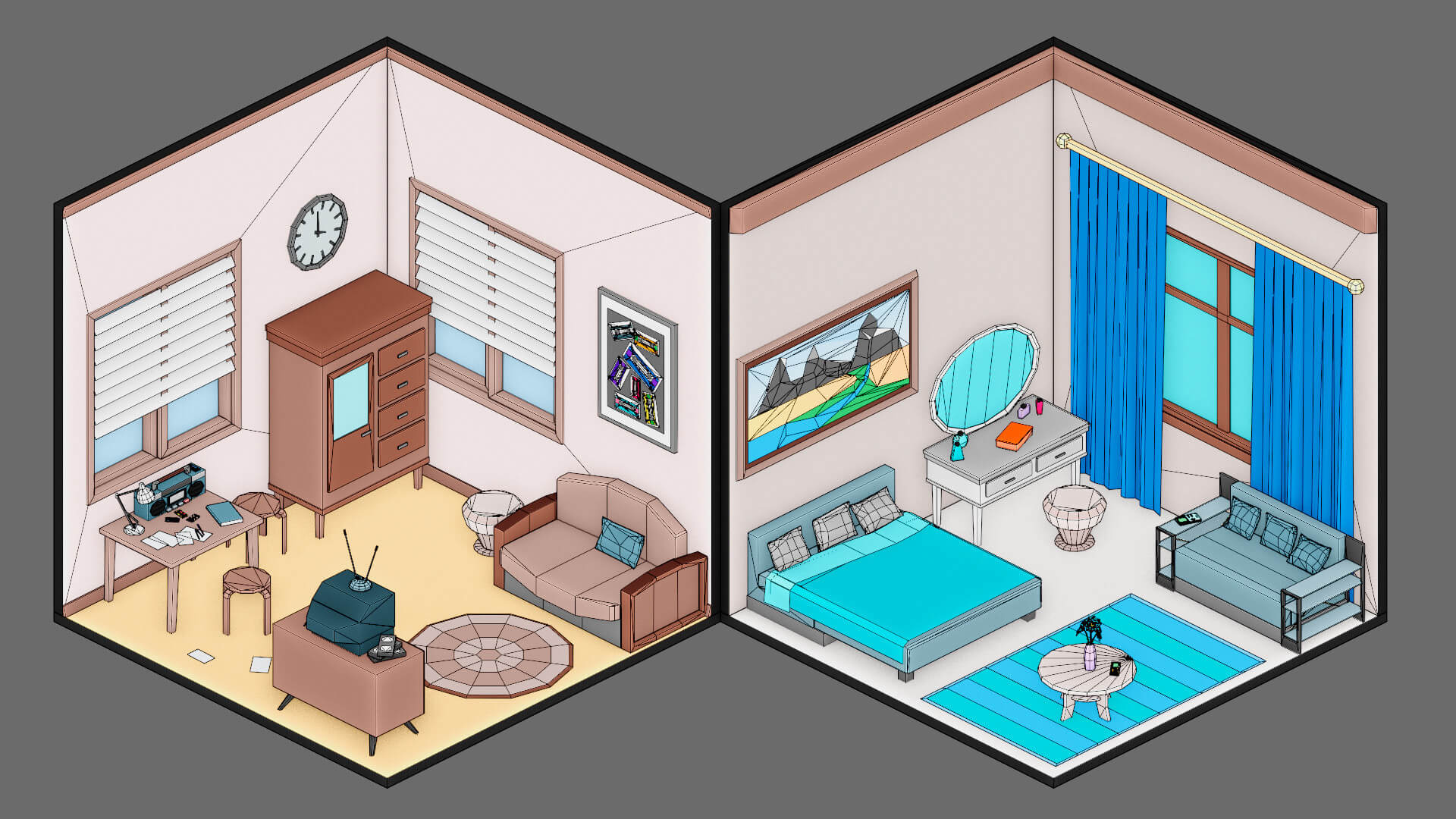 Cartoon Interior 3 - 3D Model by 7ka