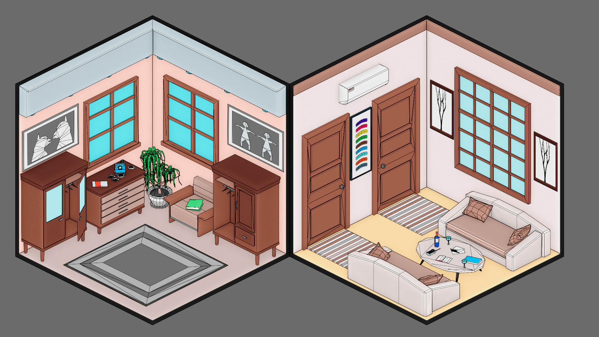 Cartoon Interior 3 - 3D Model by 7ka