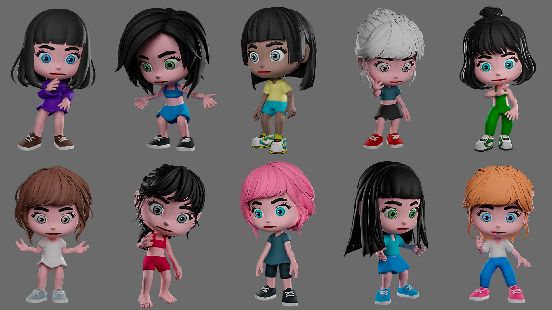 Characters Kids - 3D Model by 7ka