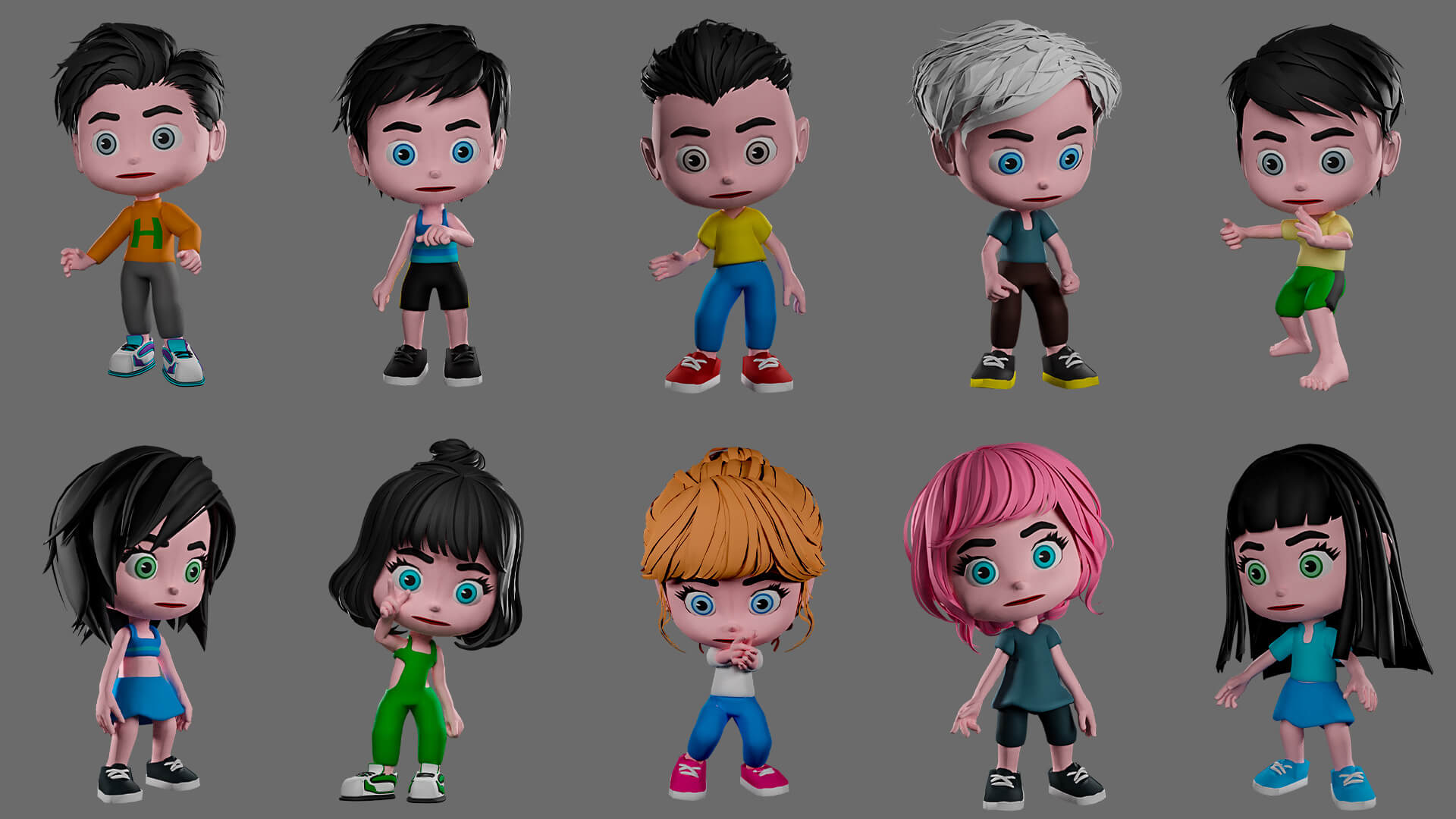 Characters Kids - 3D Model by 7ka