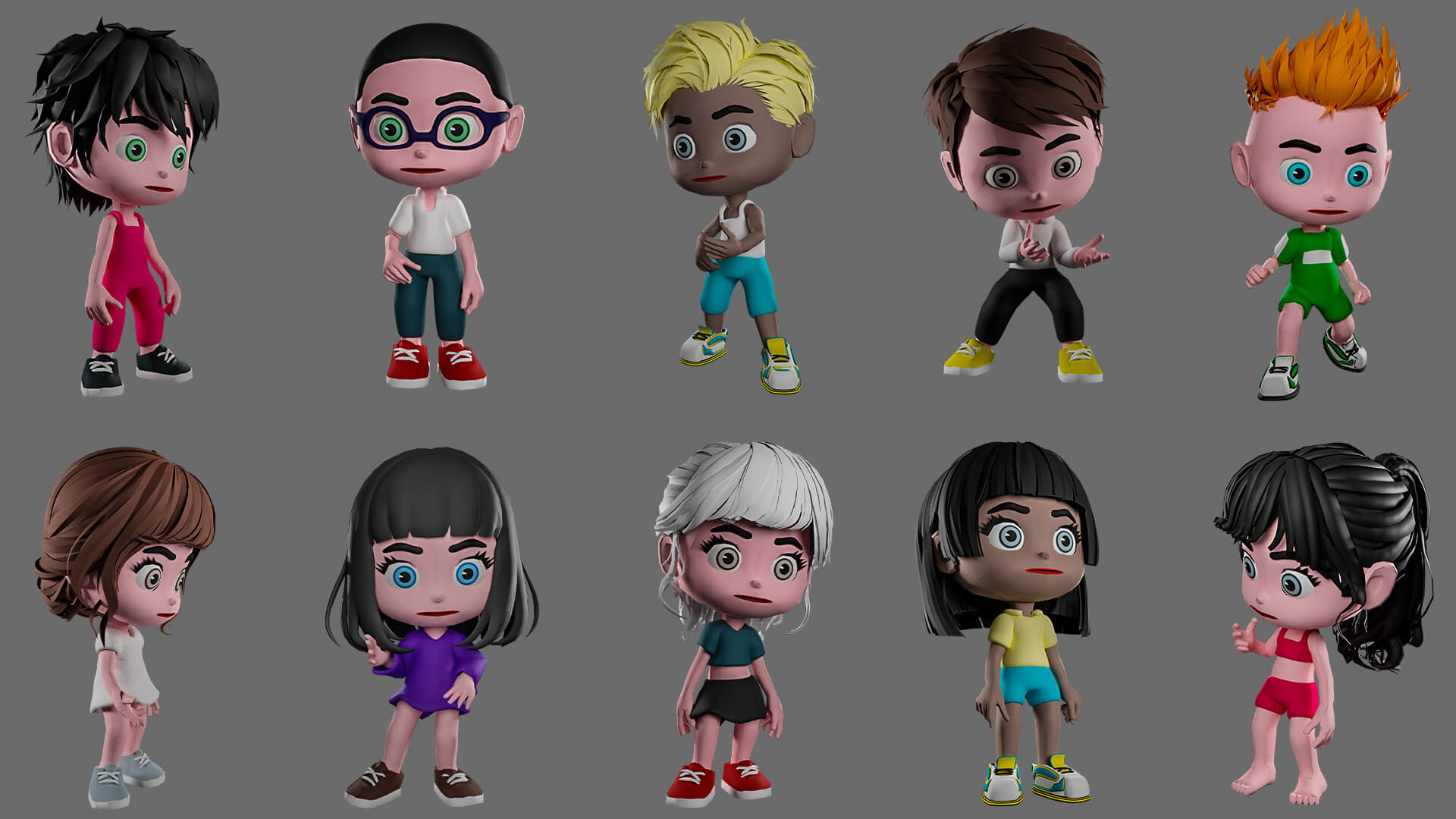 Characters Kids - 3D Model by 7ka