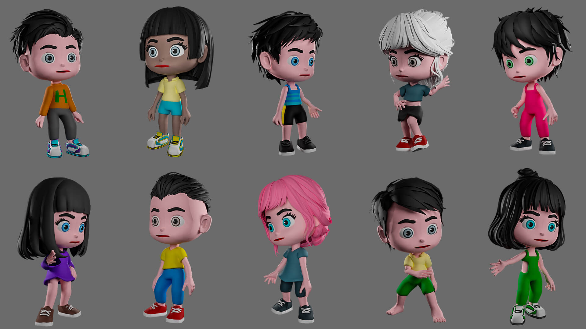 Characters Kids - 3D Model by 7ka