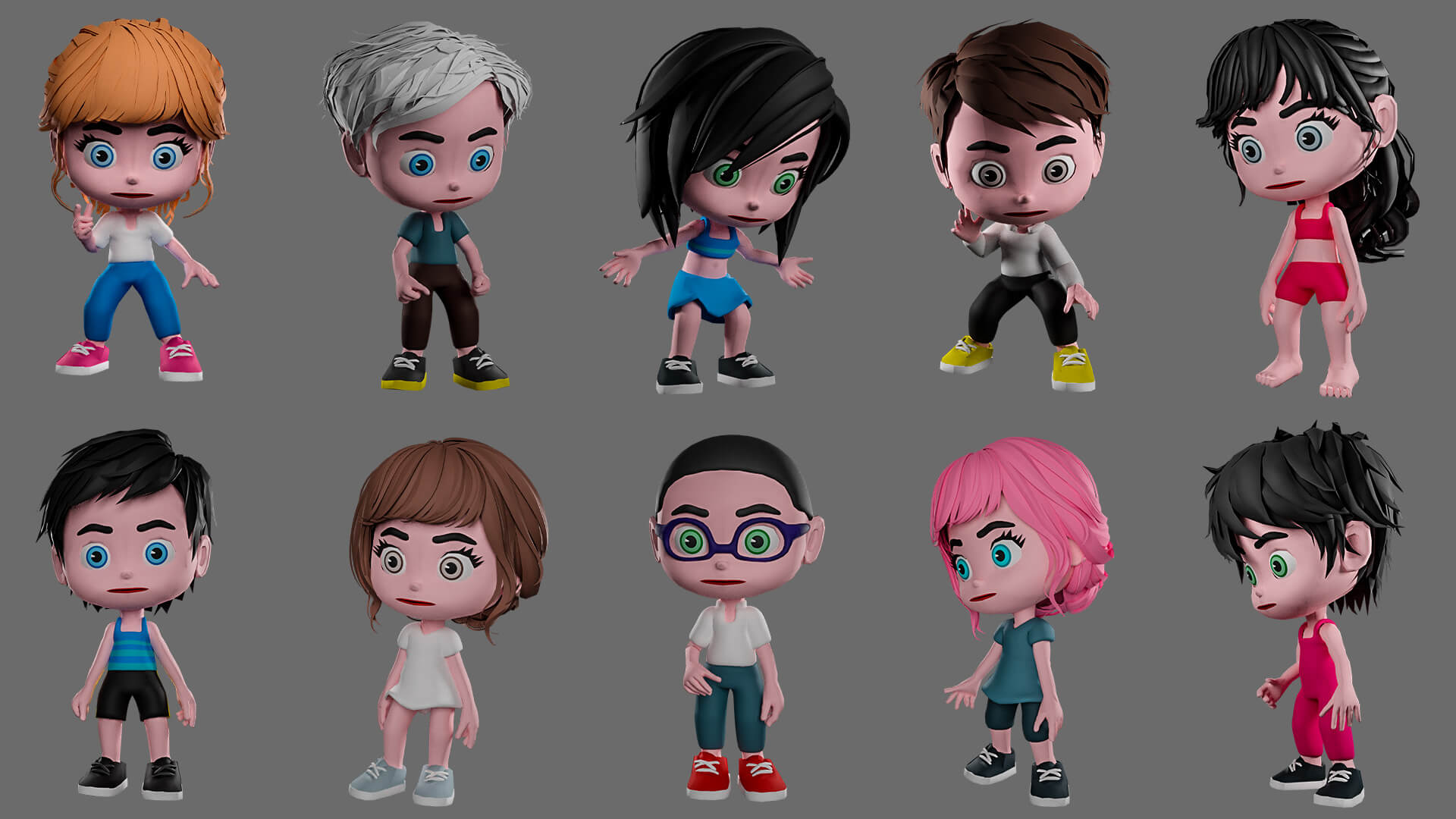 Characters Kids - 3D Model by 7ka