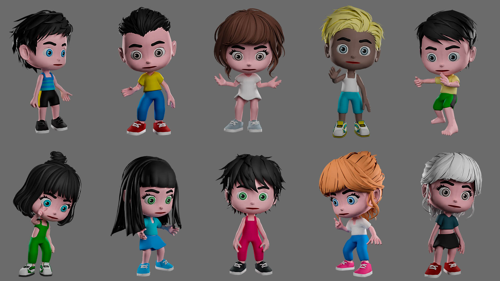 Characters Kids - 3D Model by 7ka