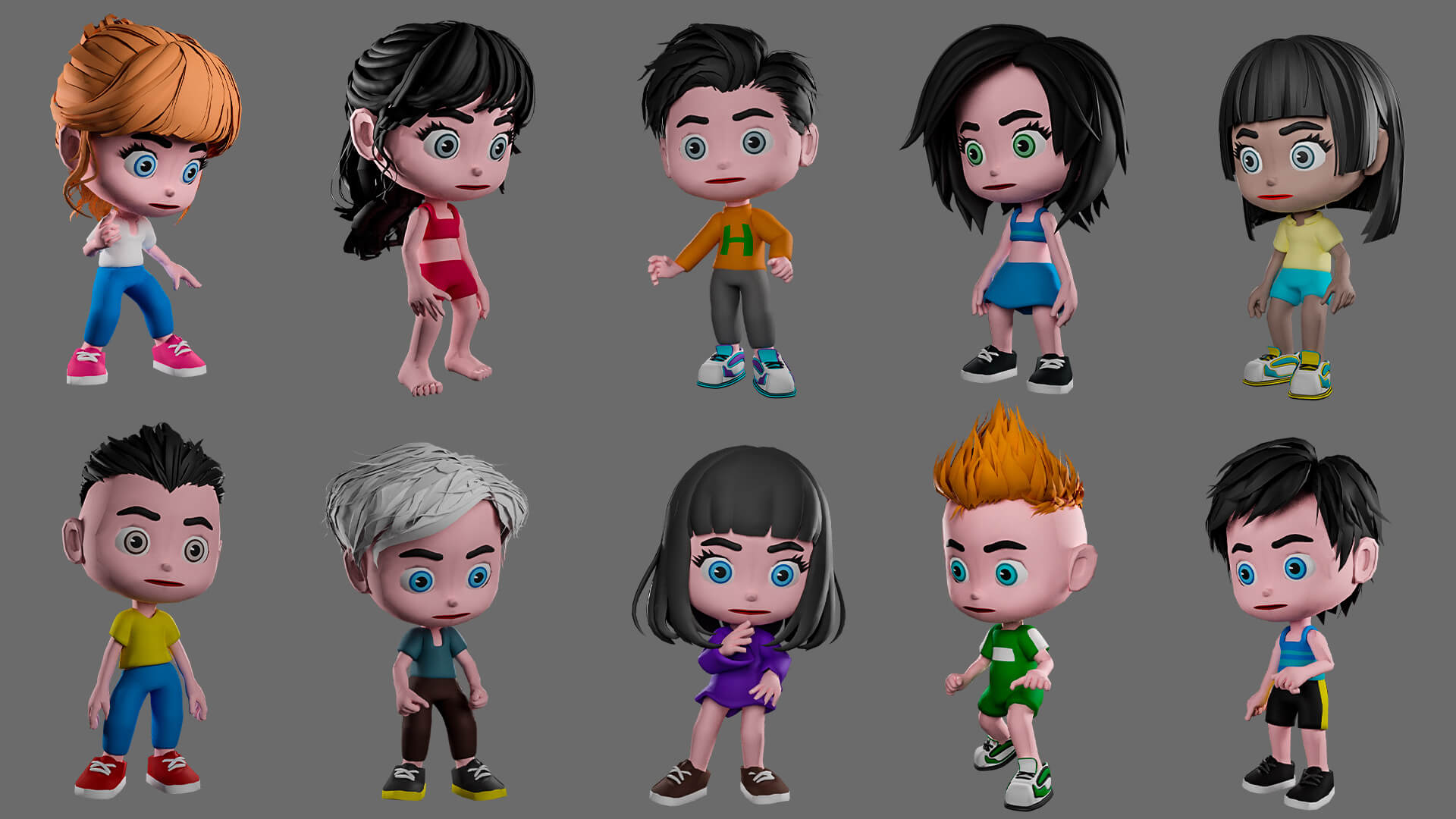 Characters Kids - 3D Model by 7ka