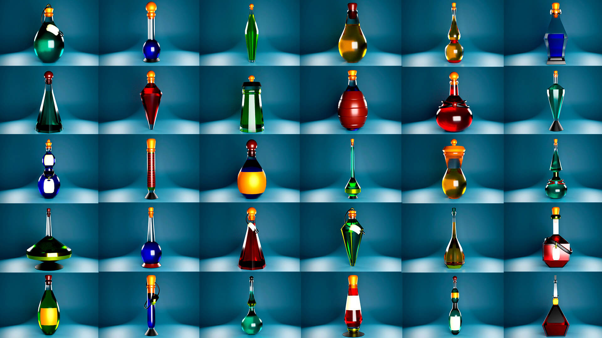 Flasks Low-poly 3D Model by 7ka