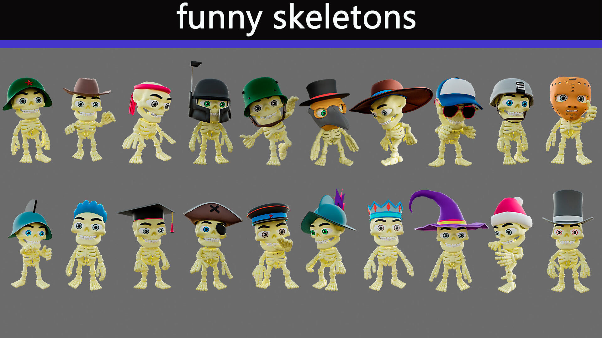 Funny Skeletons - 3D Model by 7ka