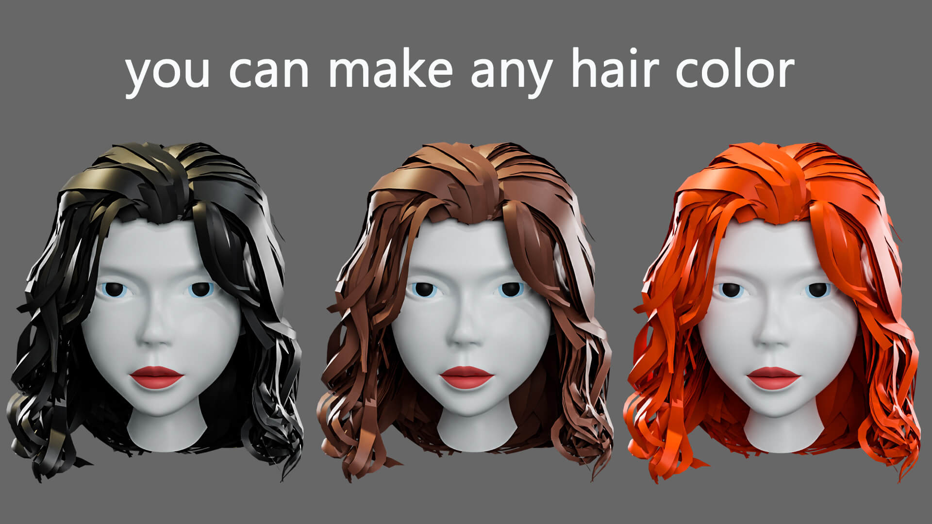 Hairstyles for Girls Low Poly 3D Model by 7ka