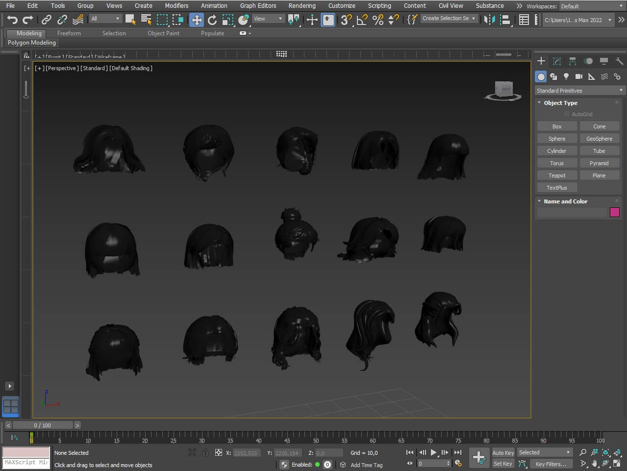 Hairstyles for Girls Low Poly 3D Model by 7ka