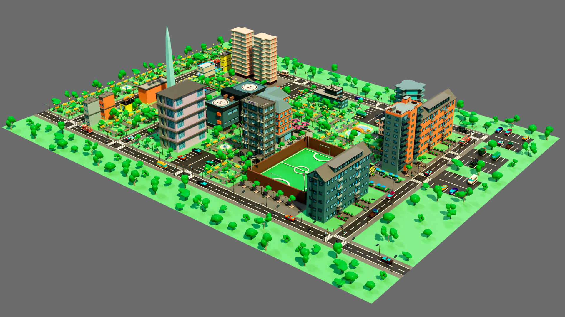 Low Poly City - 3D Model by 7ka