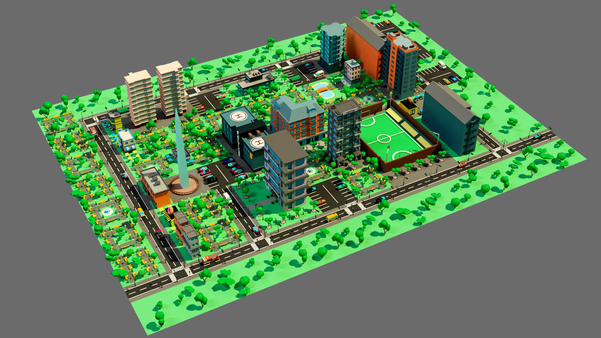 Low Poly City - 3D Model by 7ka
