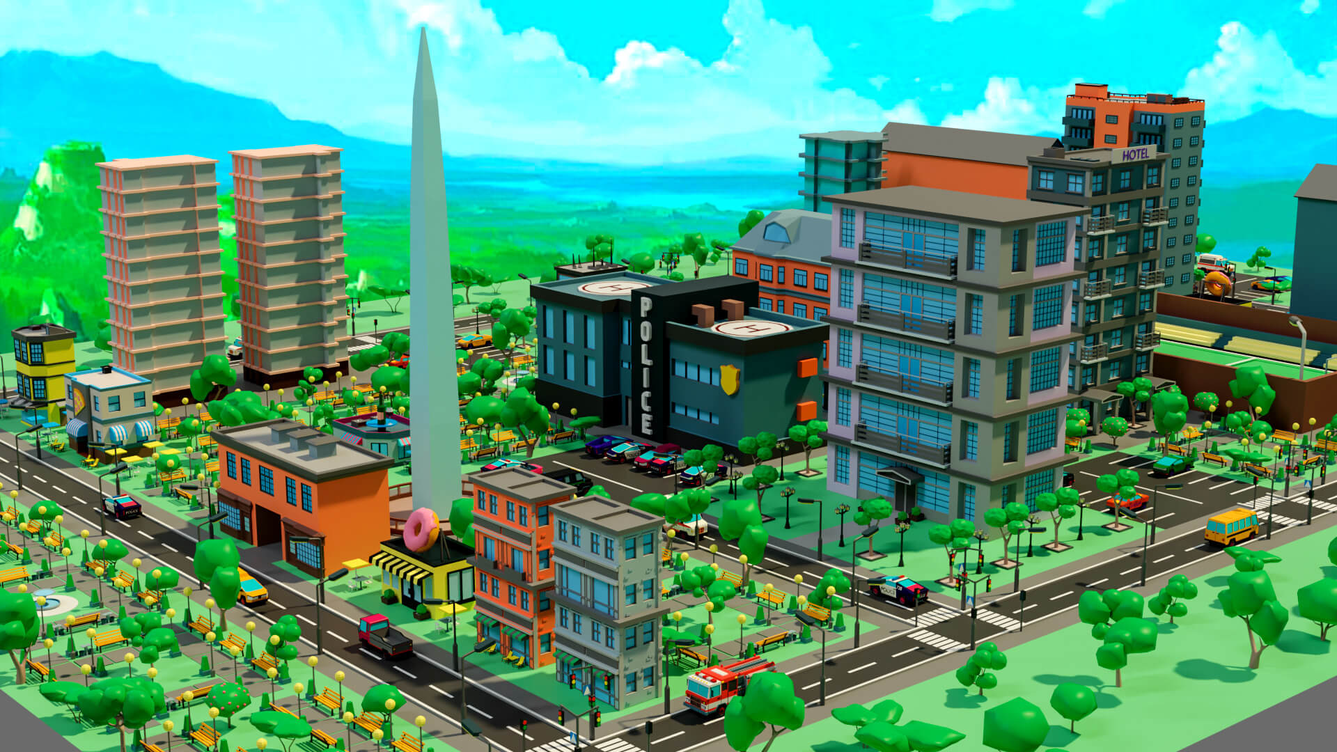 Low Poly City - 3D Model by 7ka