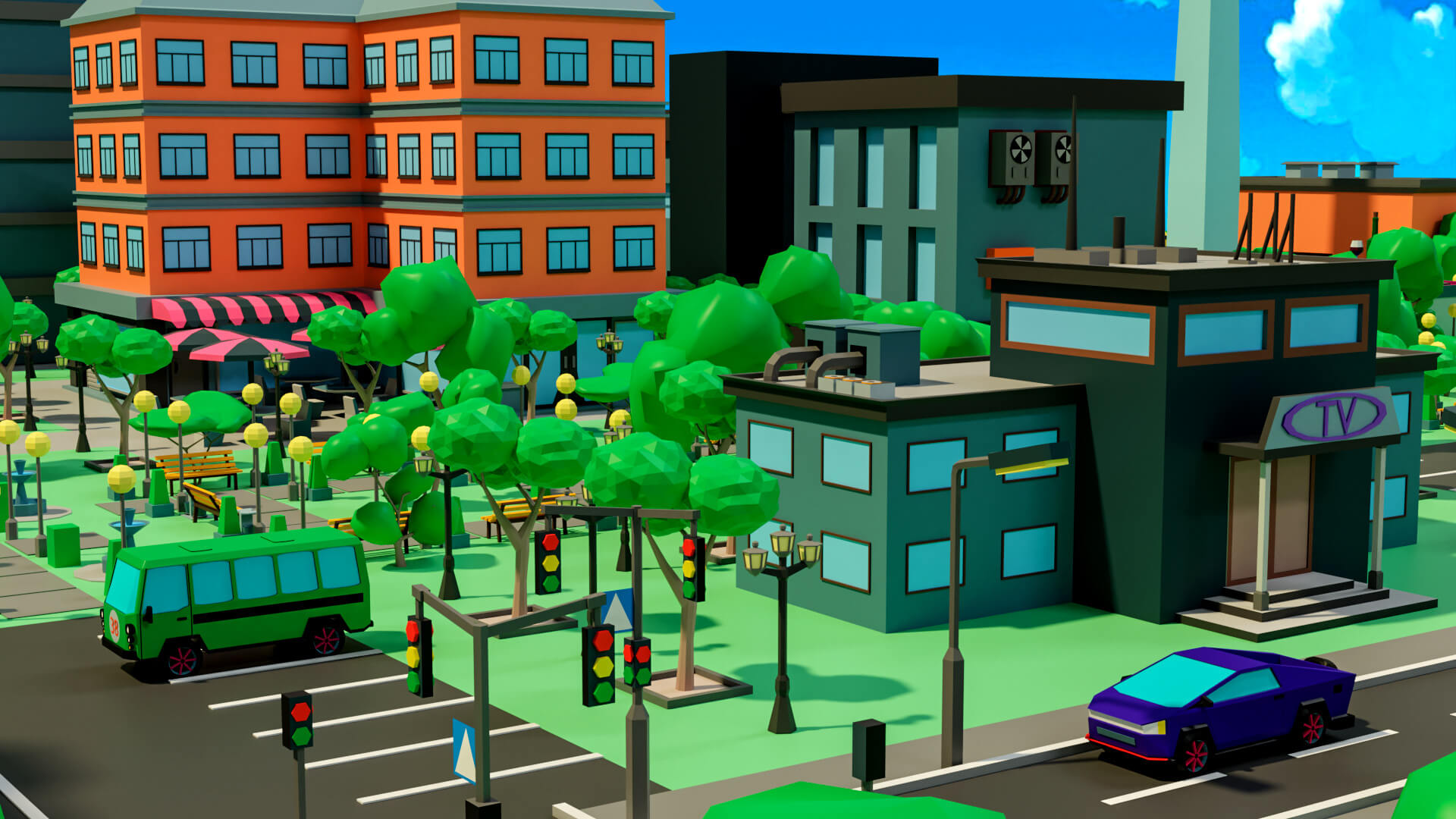 Low Poly City - 3D Model by 7ka