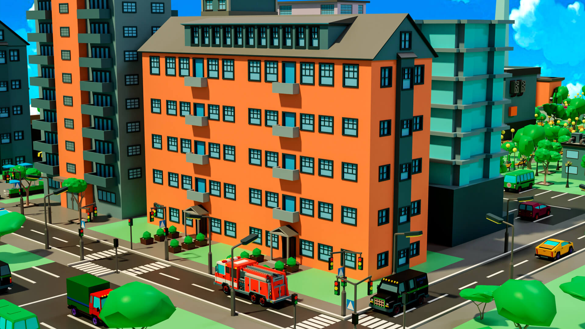 Low Poly City - 3D Model by 7ka