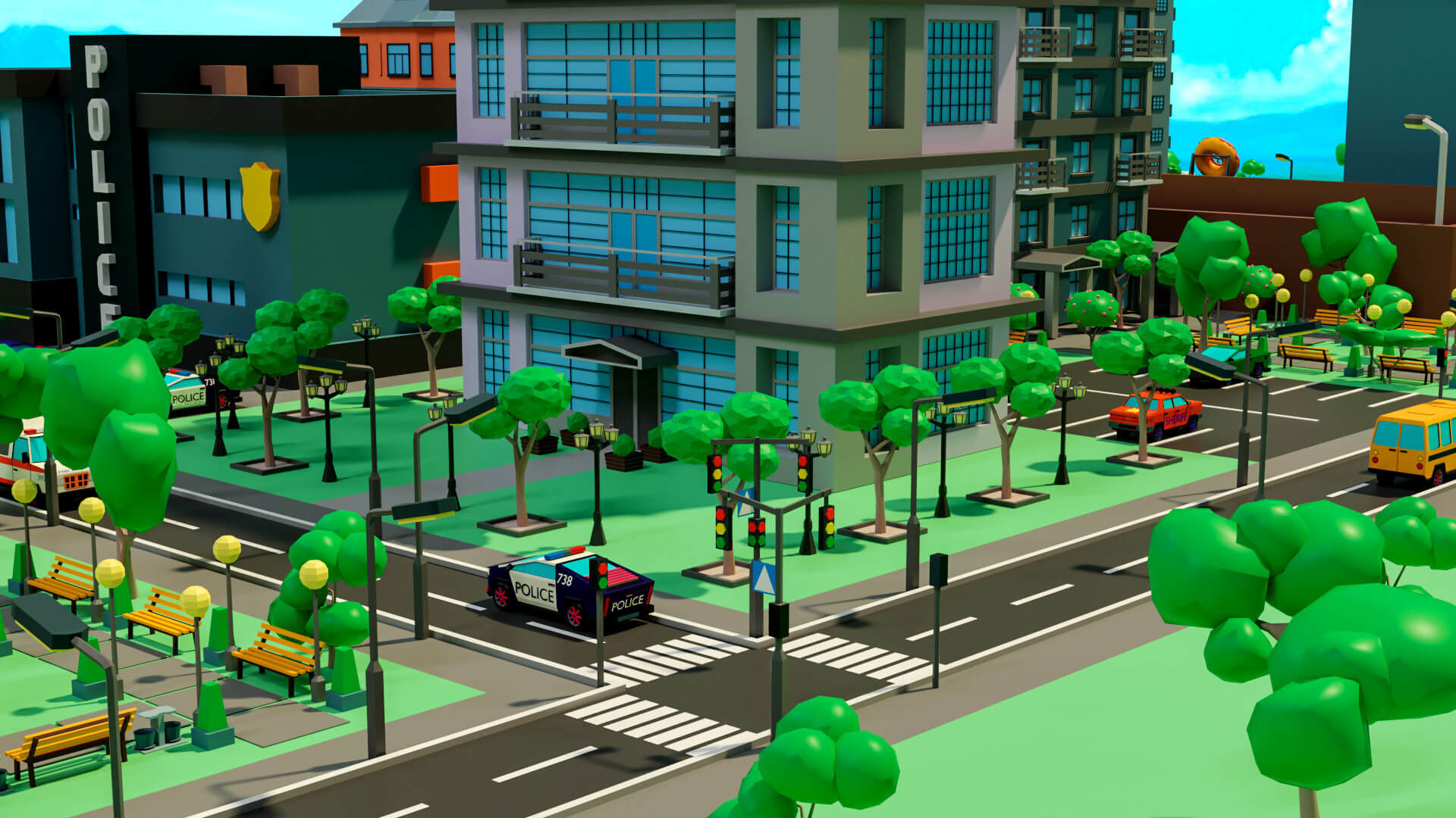 Low Poly City - 3D Model by 7ka