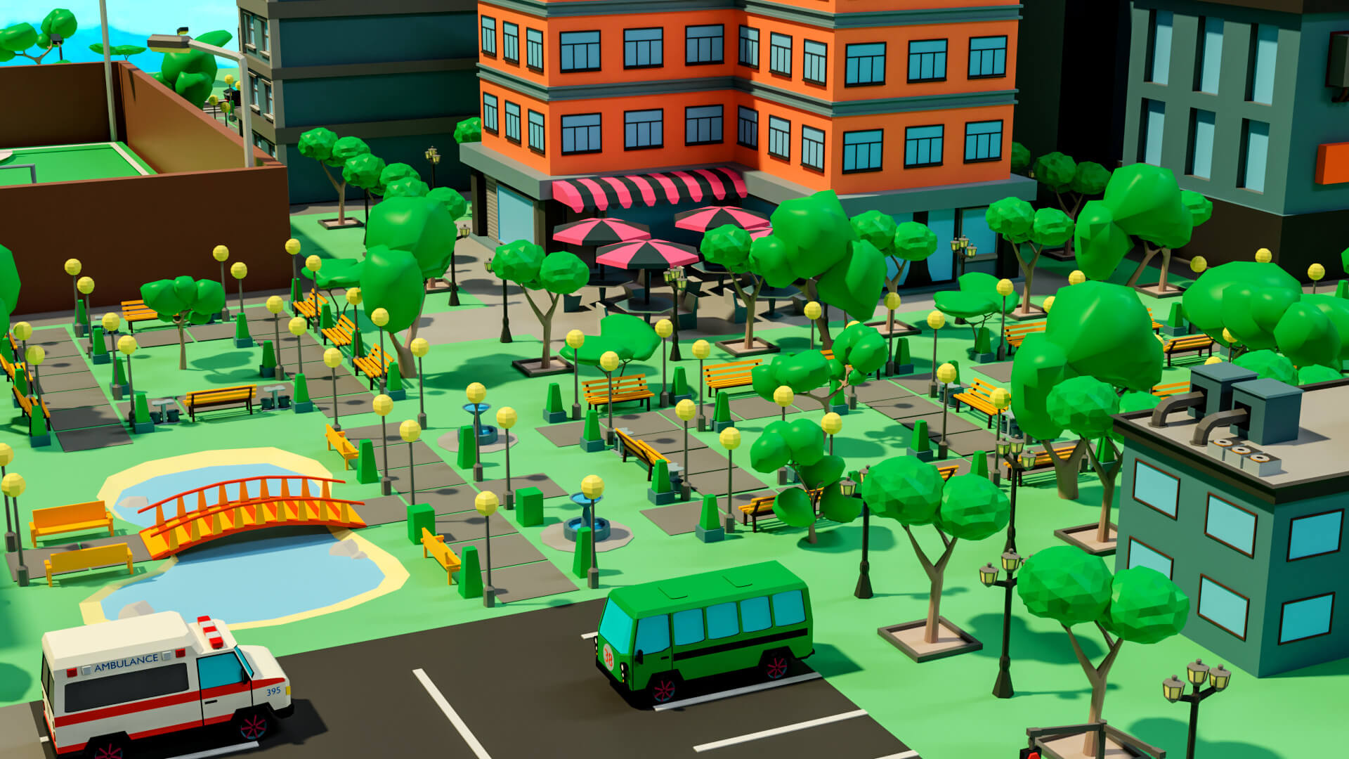 Low Poly City - 3D Model by 7ka