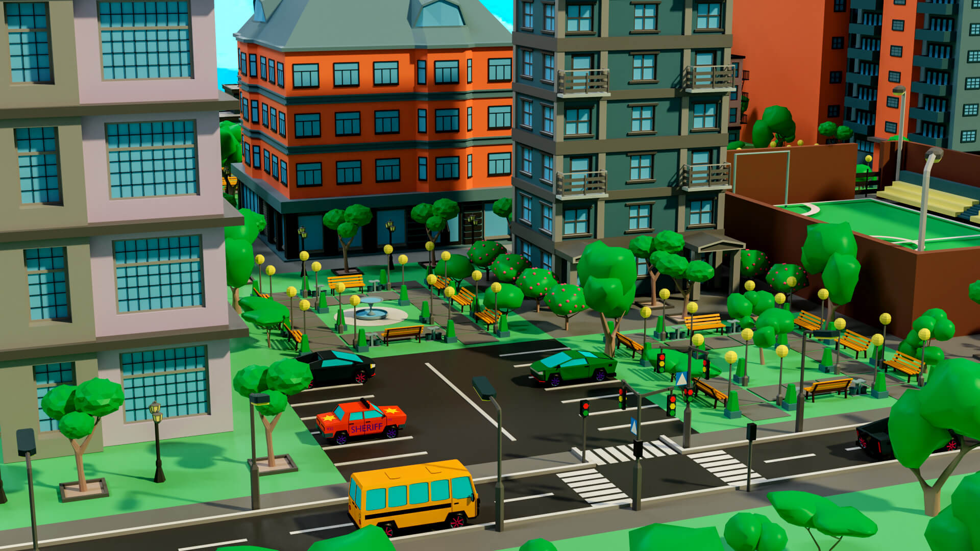 Low Poly City - 3D Model by 7ka