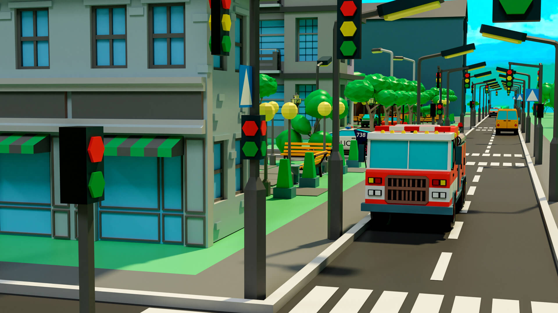 Low Poly City - 3D Model by 7ka